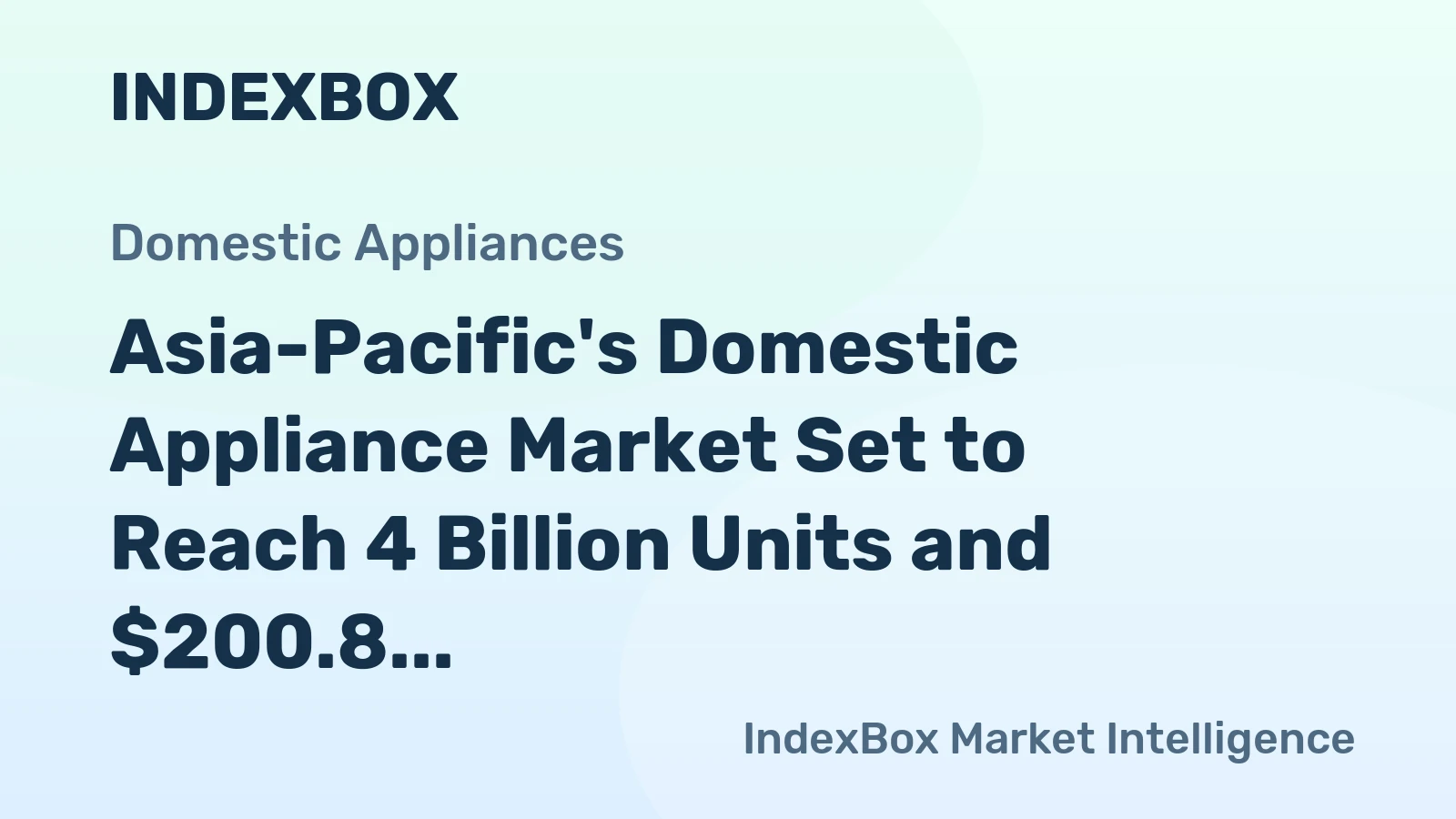 Asia-Pacific's Domestic Appliance Market Set to Reach 4 Billion Units and $200.8 Billion by 2035