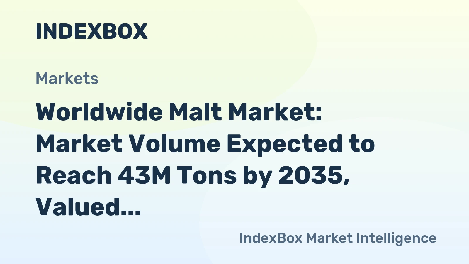 Worldwide Malt Market: Market Volume Expected to Reach 43M Tons by 2035, Valued at $33.8B