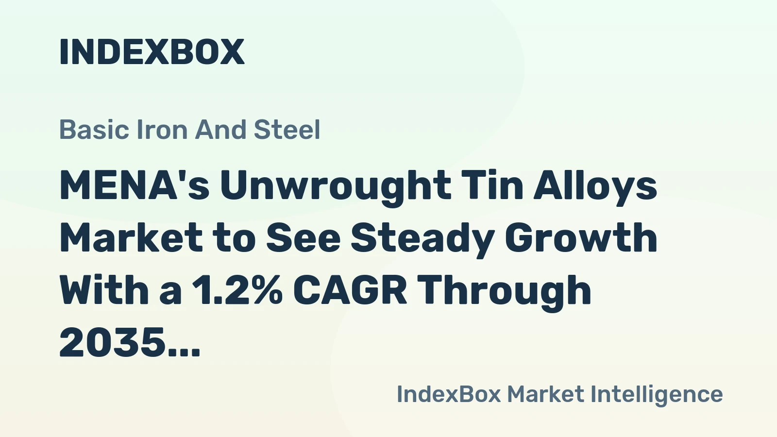 MENA's Unwrought Tin Alloys Market to See Steady Growth With a 1.2% CAGR Through 2035