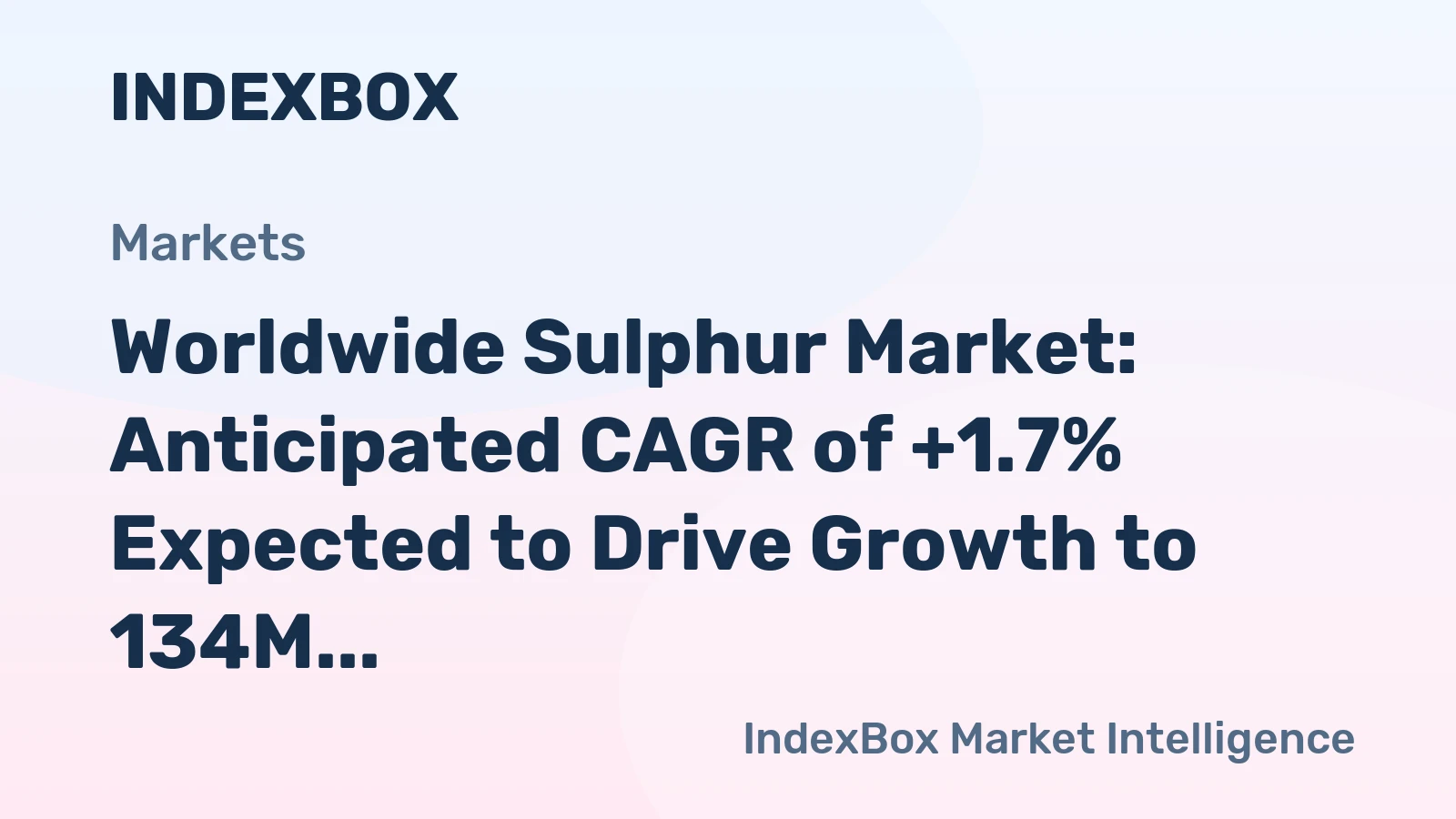 Worldwide Sulphur Market: Anticipated CAGR of +1.7% Expected to Drive Growth to 134M Tons by 2035