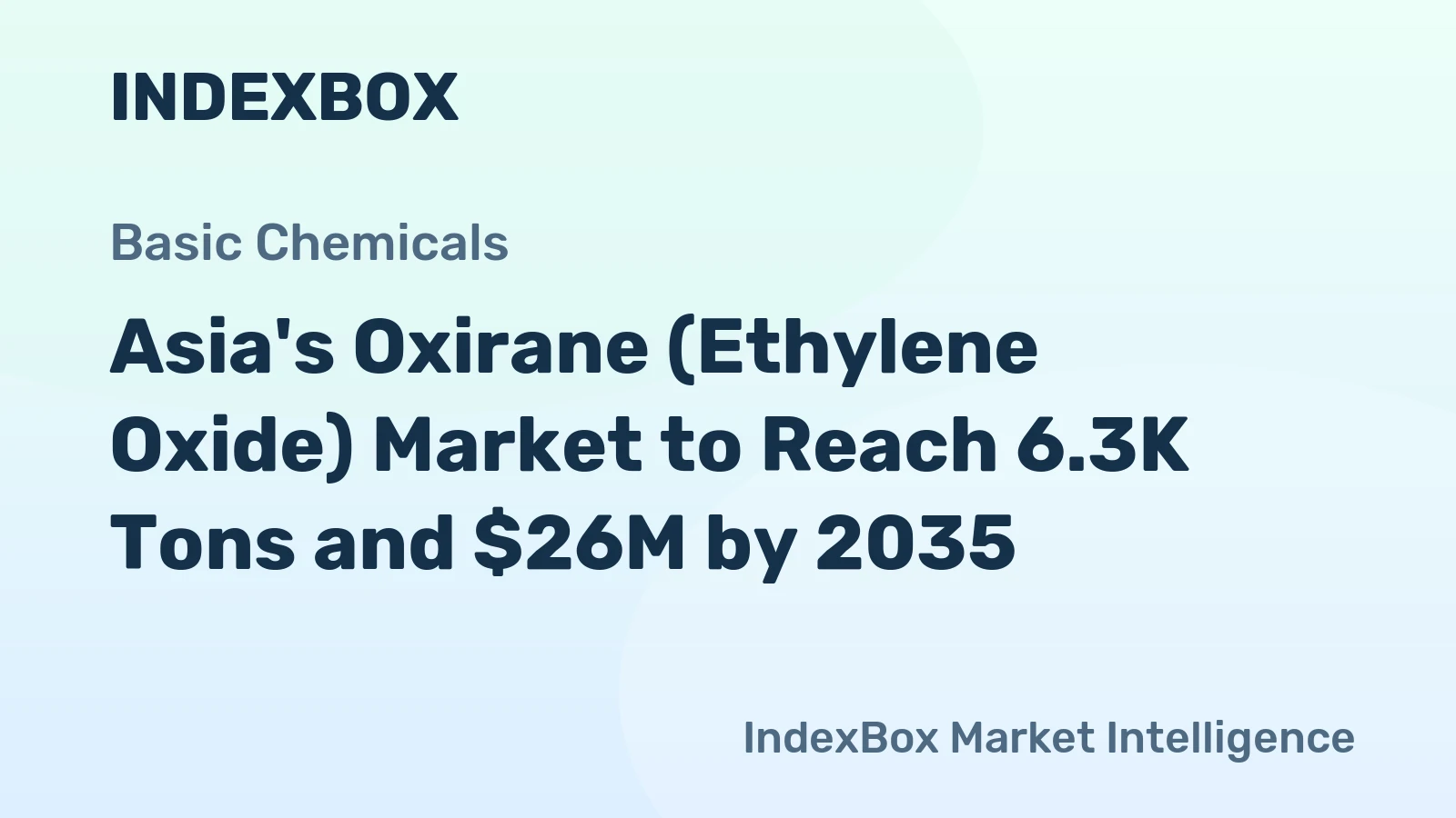 Asia's Oxirane (Ethylene Oxide) Market to Reach 6.3K Tons and $26M by 2035
