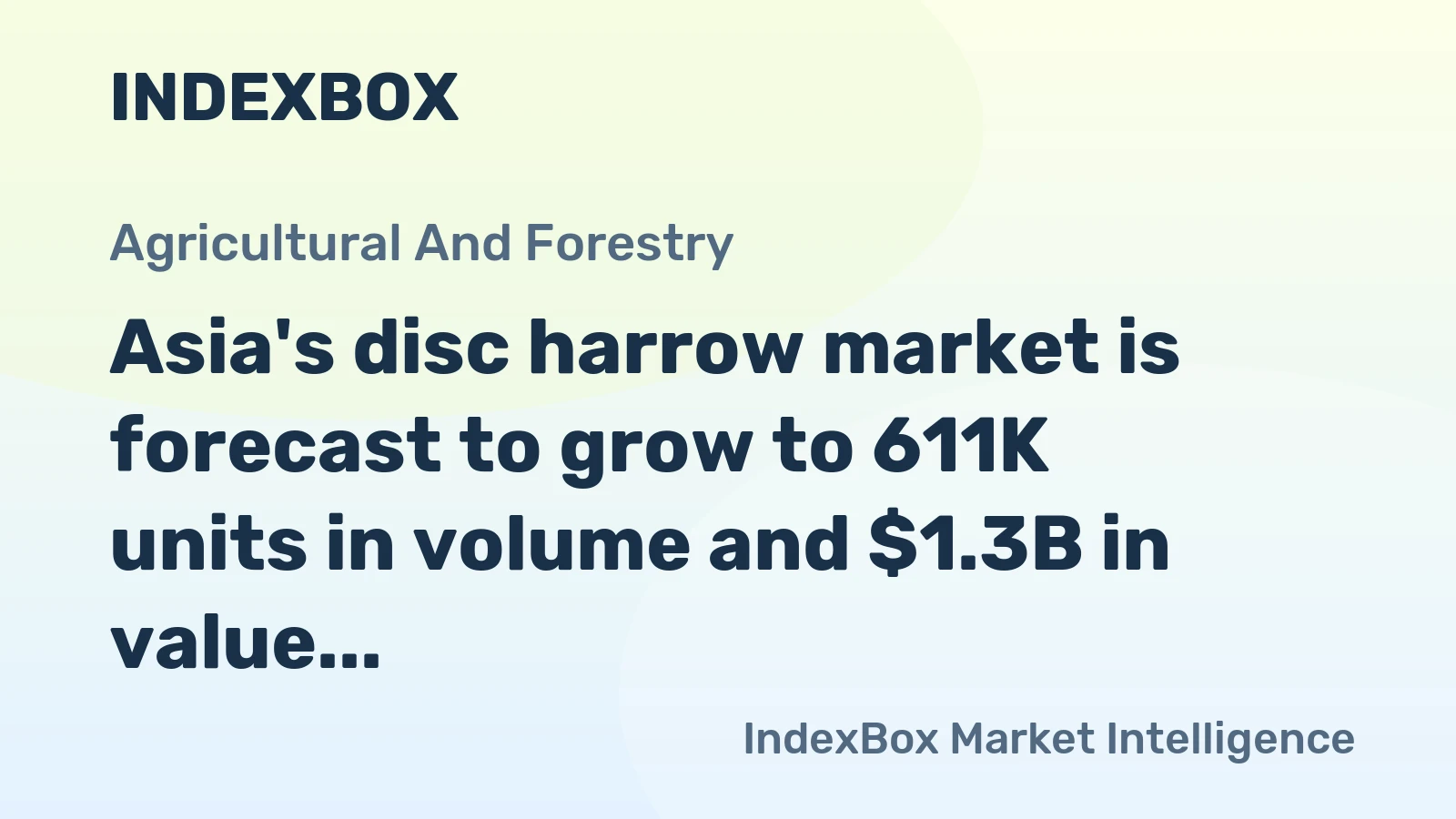 Asia's disc harrow market is forecast to grow to 611K units in volume and $1.3B in value by 2035, driven by increasing demand.
