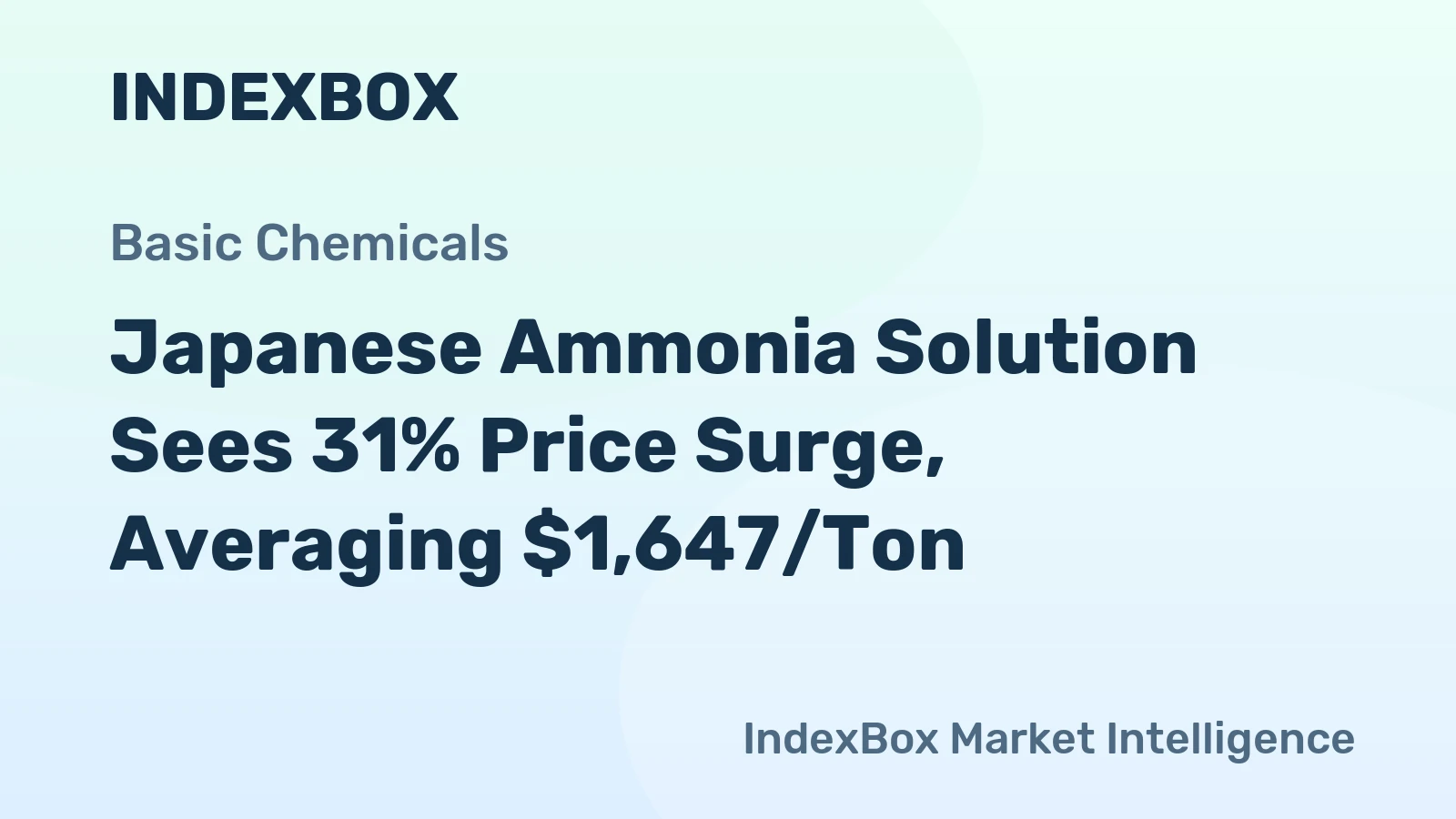 Japanese Ammonia Solution Sees 31% Price Surge, Averaging $1,647/Ton
