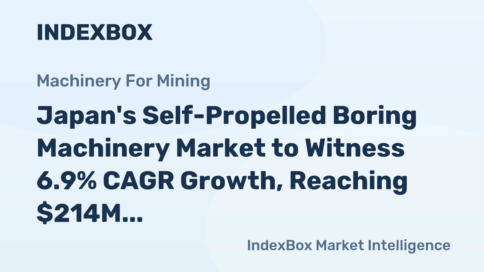 Japan's Self-Propelled Boring Machinery Market to Witness 6.9% CAGR Growth, Reaching $214M by 2035
