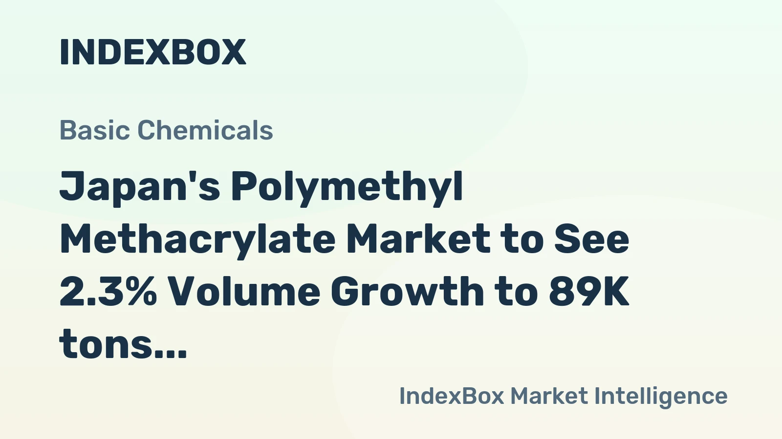 Japan's Polymethyl Methacrylate Market to See 2.3% Volume Growth to 89K tons and 2.8% Value Growth to $276M by 2035