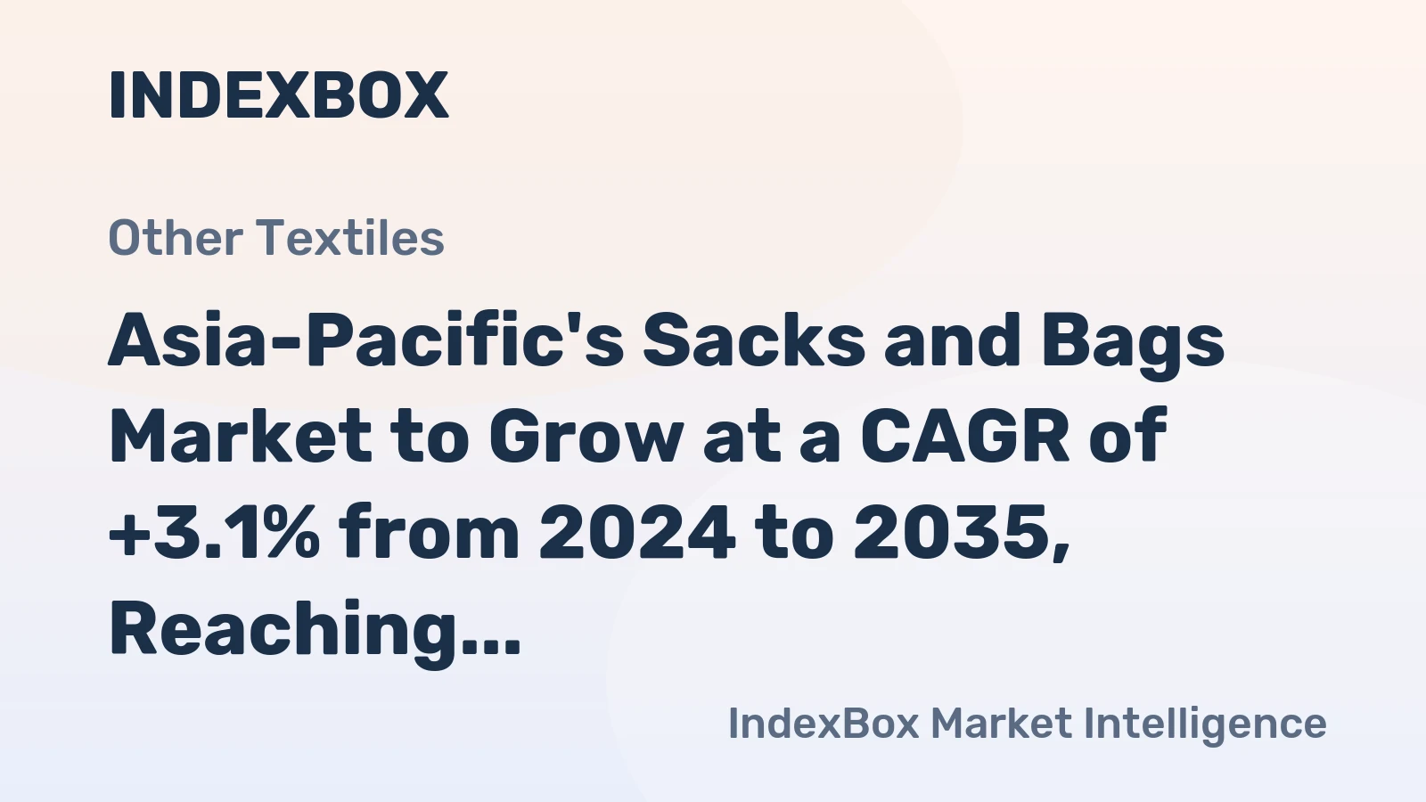 Asia-Pacific's Sacks and Bags Market to Grow at a CAGR of +3.1% from 2024 to 2035, Reaching 2.7M Tons