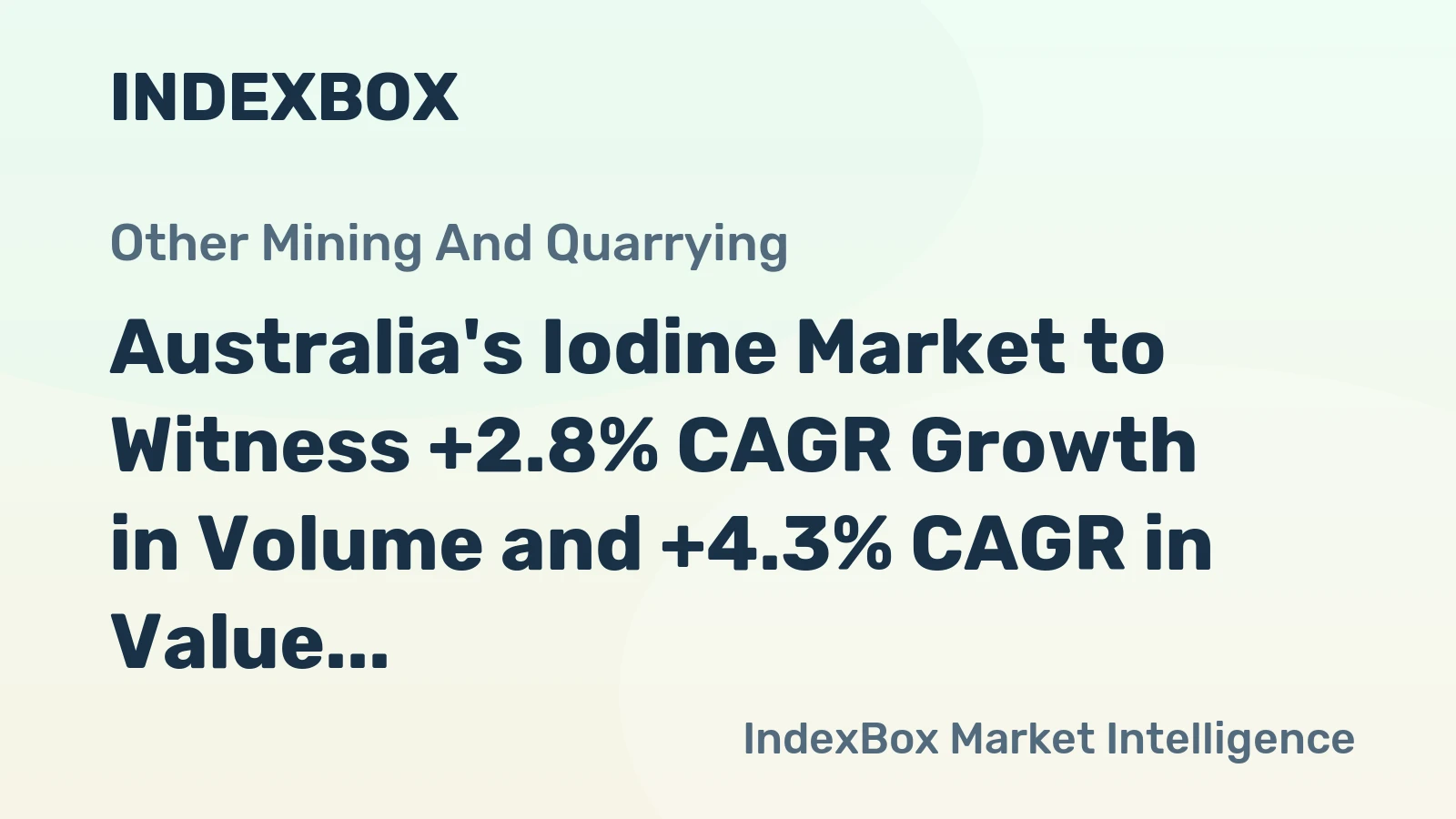 Australia's Iodine Market to Witness +2.8% CAGR Growth in Volume and +4.3% CAGR in Value by 2035