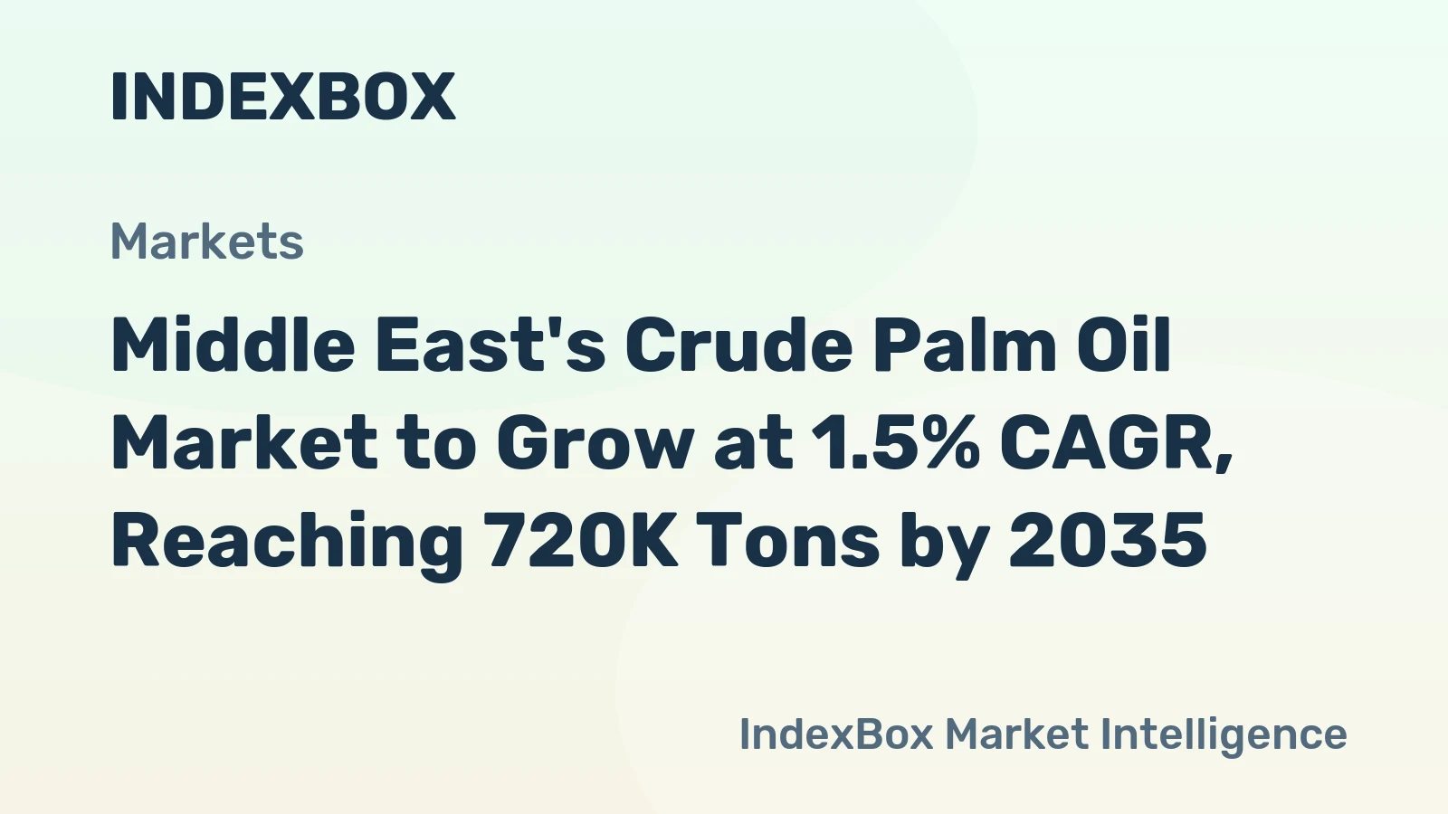 Middle East's Crude Palm Oil Market to Grow at 1.5% CAGR, Reaching 720K Tons by 2035