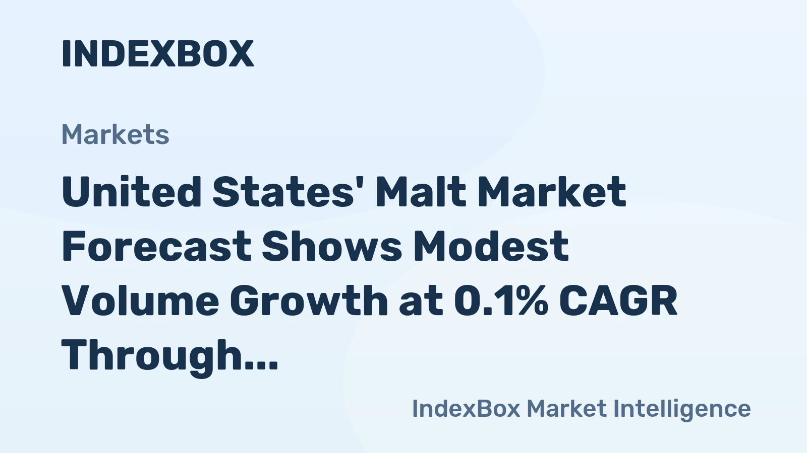 United States' Malt Market Forecast Shows Modest Volume Growth at 0.1% CAGR Through 2035
