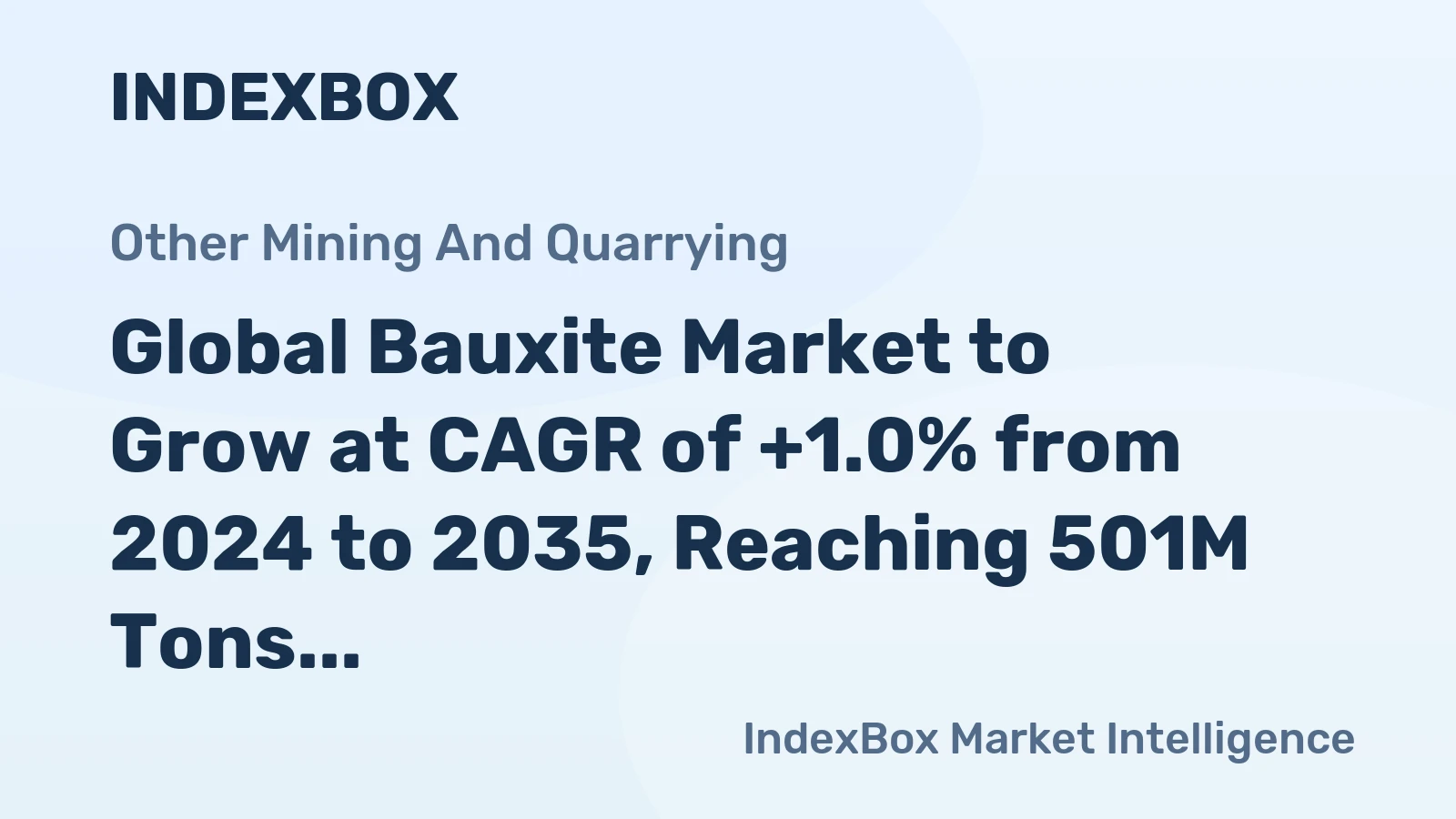 Global Bauxite Market to Grow at CAGR of +1.0% from 2024 to 2035, Reaching 501M Tons