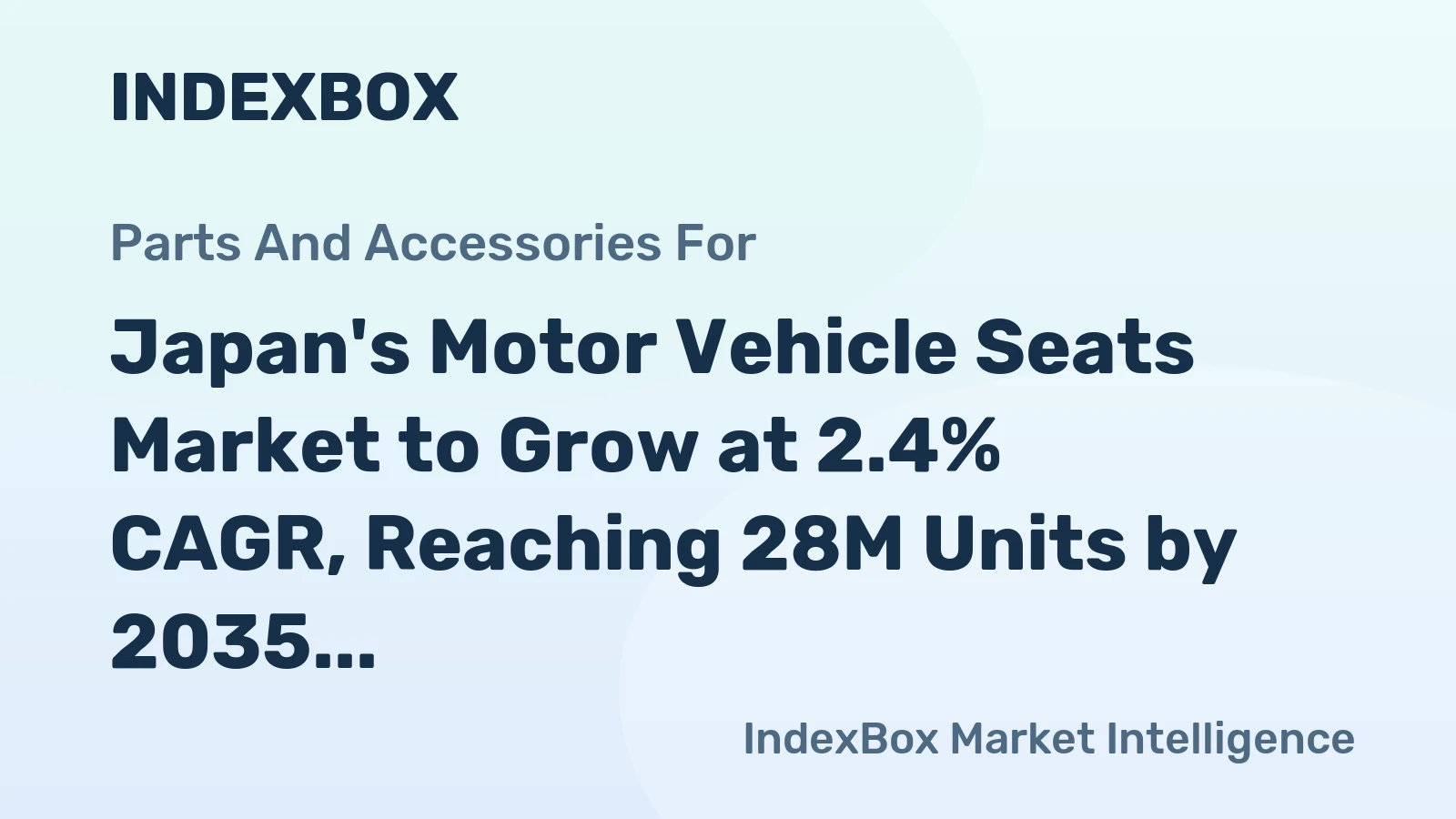 Japan's Motor Vehicle Seats Market to Grow at 2.4% CAGR, Reaching 28M Units by 2035