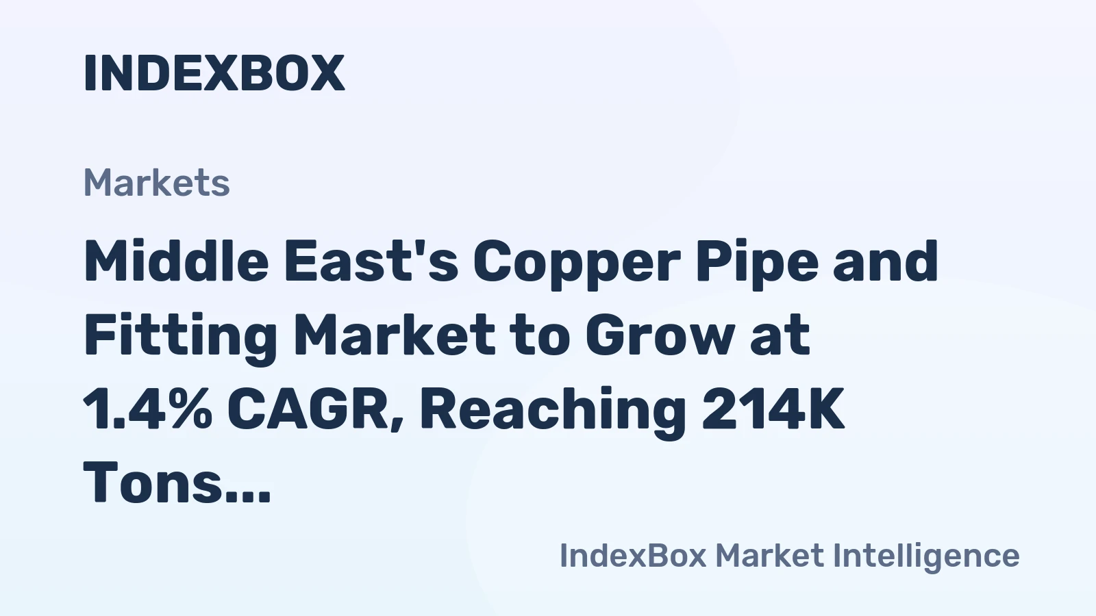 Middle East's Copper Pipe and Fitting Market to Grow at 1.4% CAGR, Reaching 214K Tons by 2035