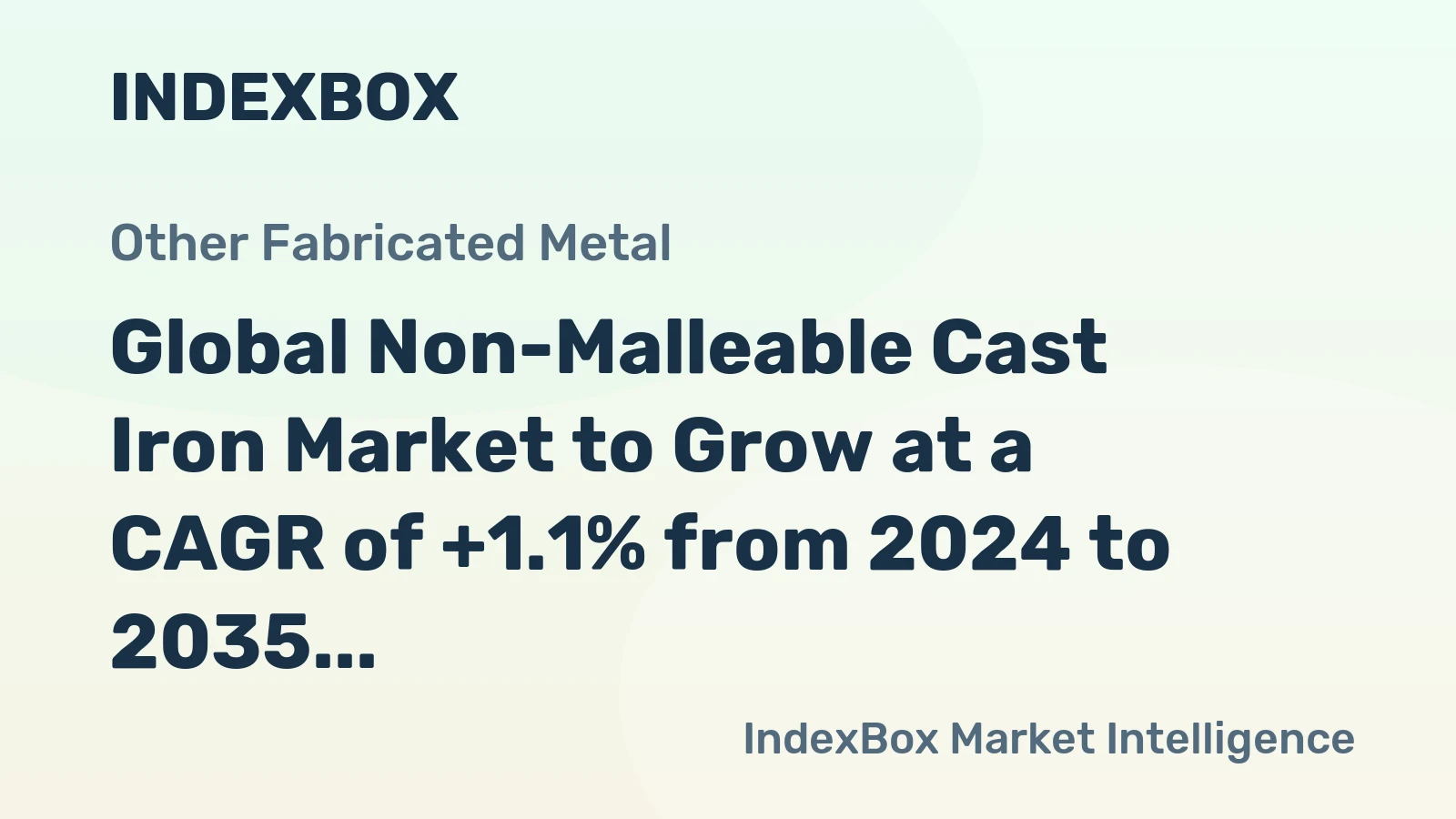 Global Non-Malleable Cast Iron Market to Grow at a CAGR of +1.1% from 2024 to 2035, Reaching $13.2B by the End of 2035