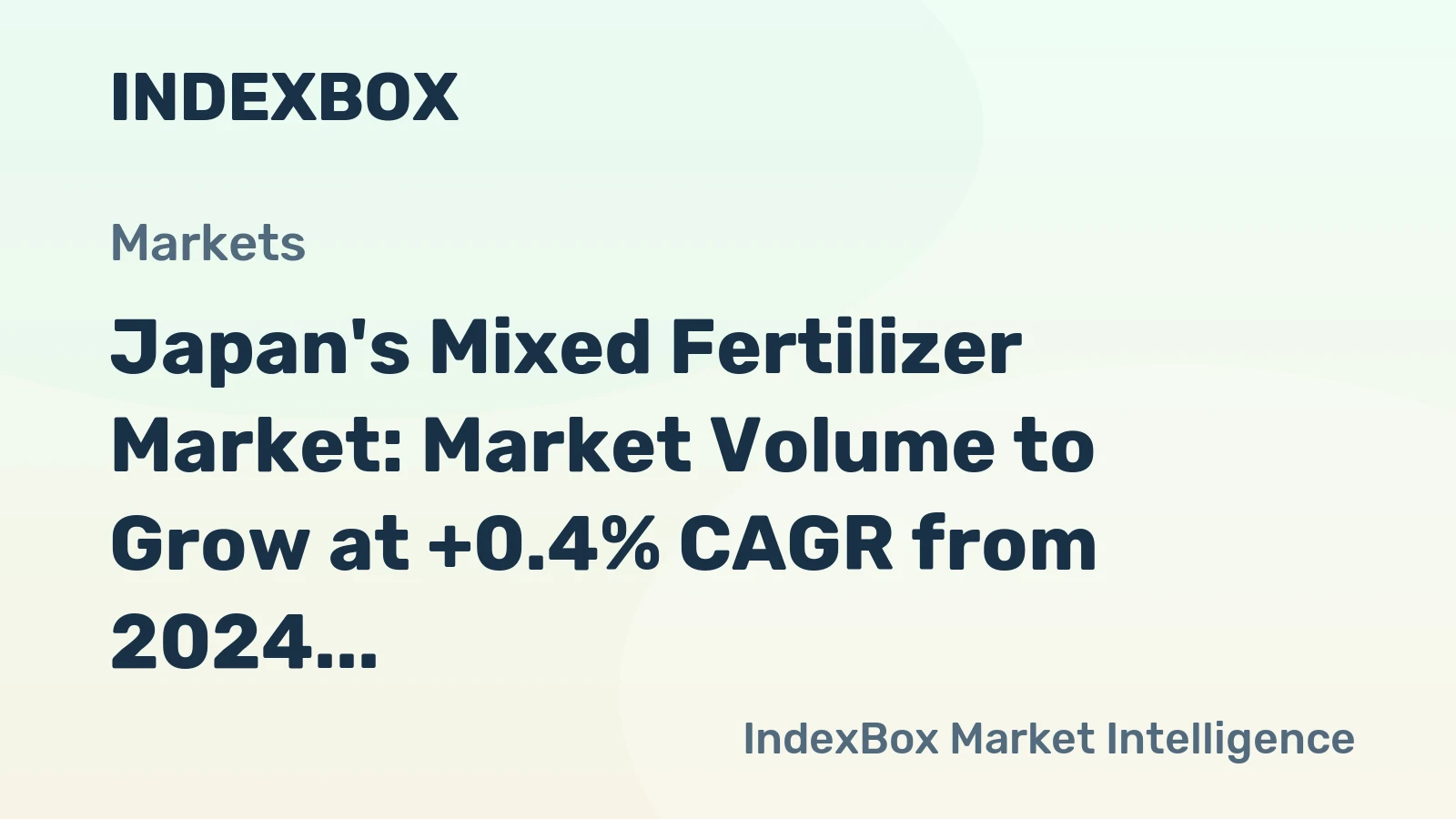 Japan's Mixed Fertilizer Market: Market Volume to Grow at +0.4% CAGR from 2024 to 2035
