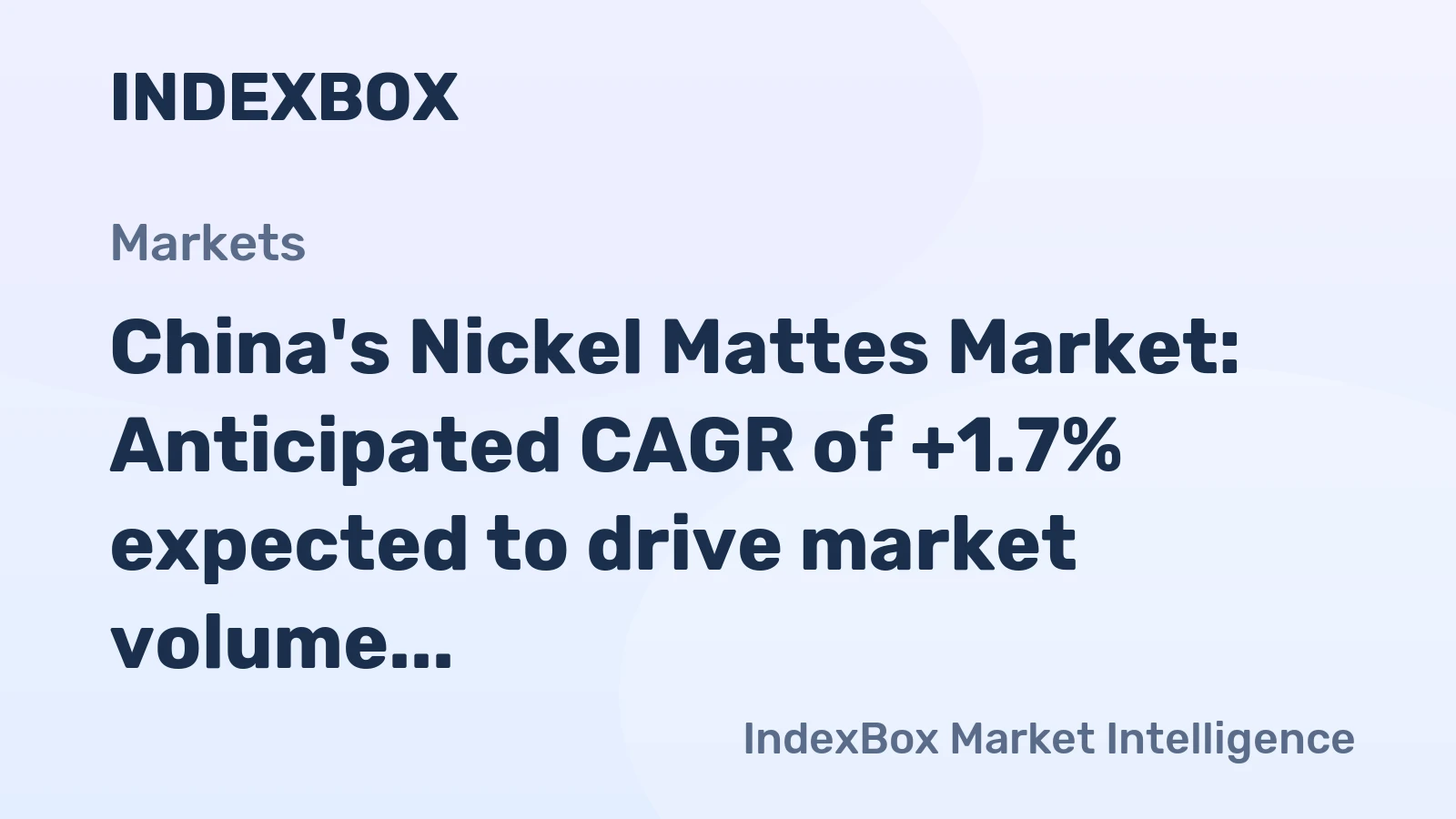 China's Nickel Mattes Market: Anticipated CAGR of +1.7% expected to drive market volume to 501K tons by 2035