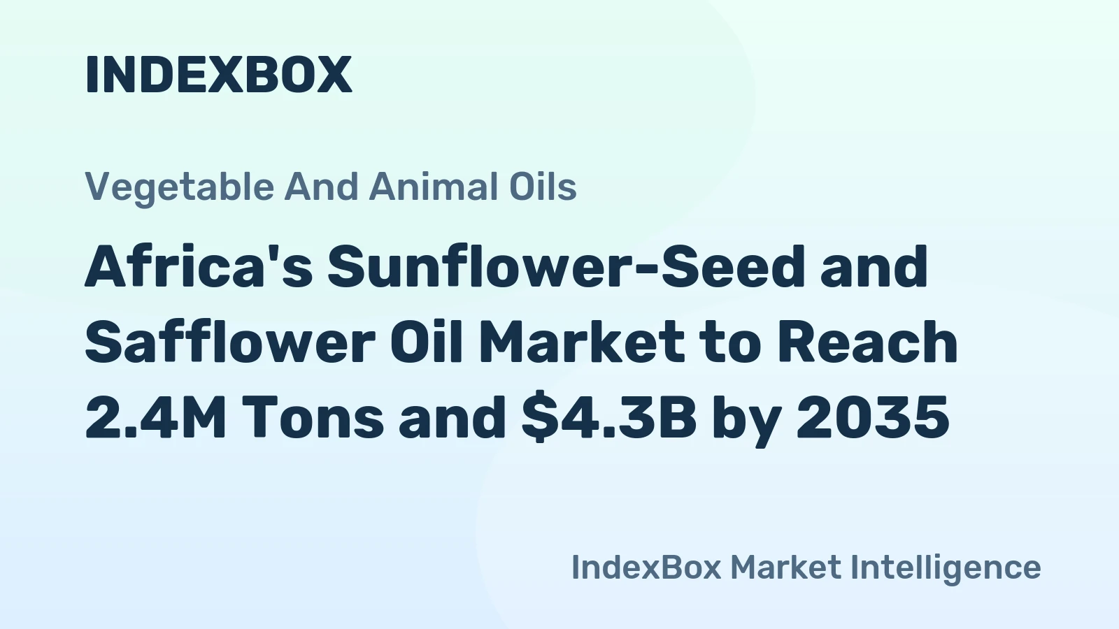 Africa's Sunflower-Seed and Safflower Oil Market to Reach 2.4M Tons and $4.3B by 2035