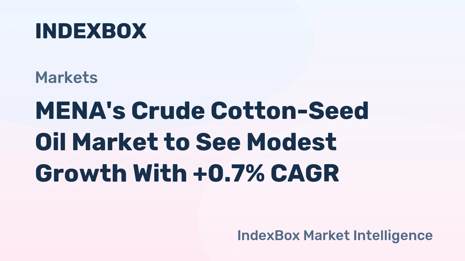 MENA's Crude Cotton-Seed Oil Market to See Modest Growth With +0.7% CAGR
