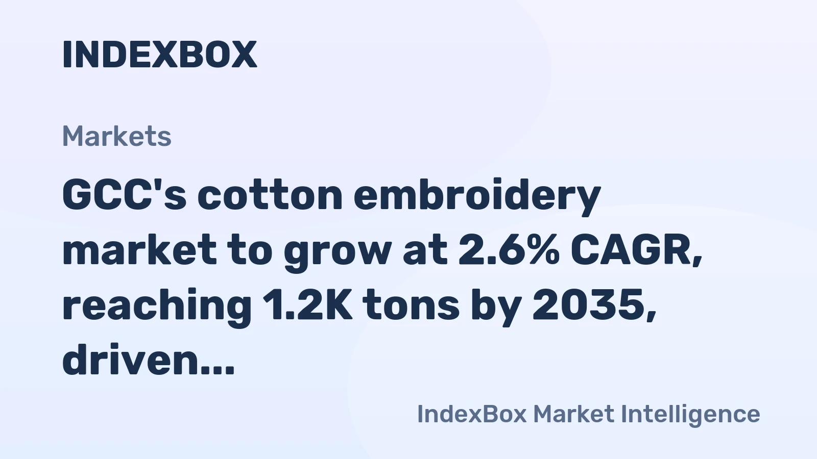 GCC's cotton embroidery market to grow at 2.6% CAGR, reaching 1.2K tons by 2035, driven by rising regional demand.
