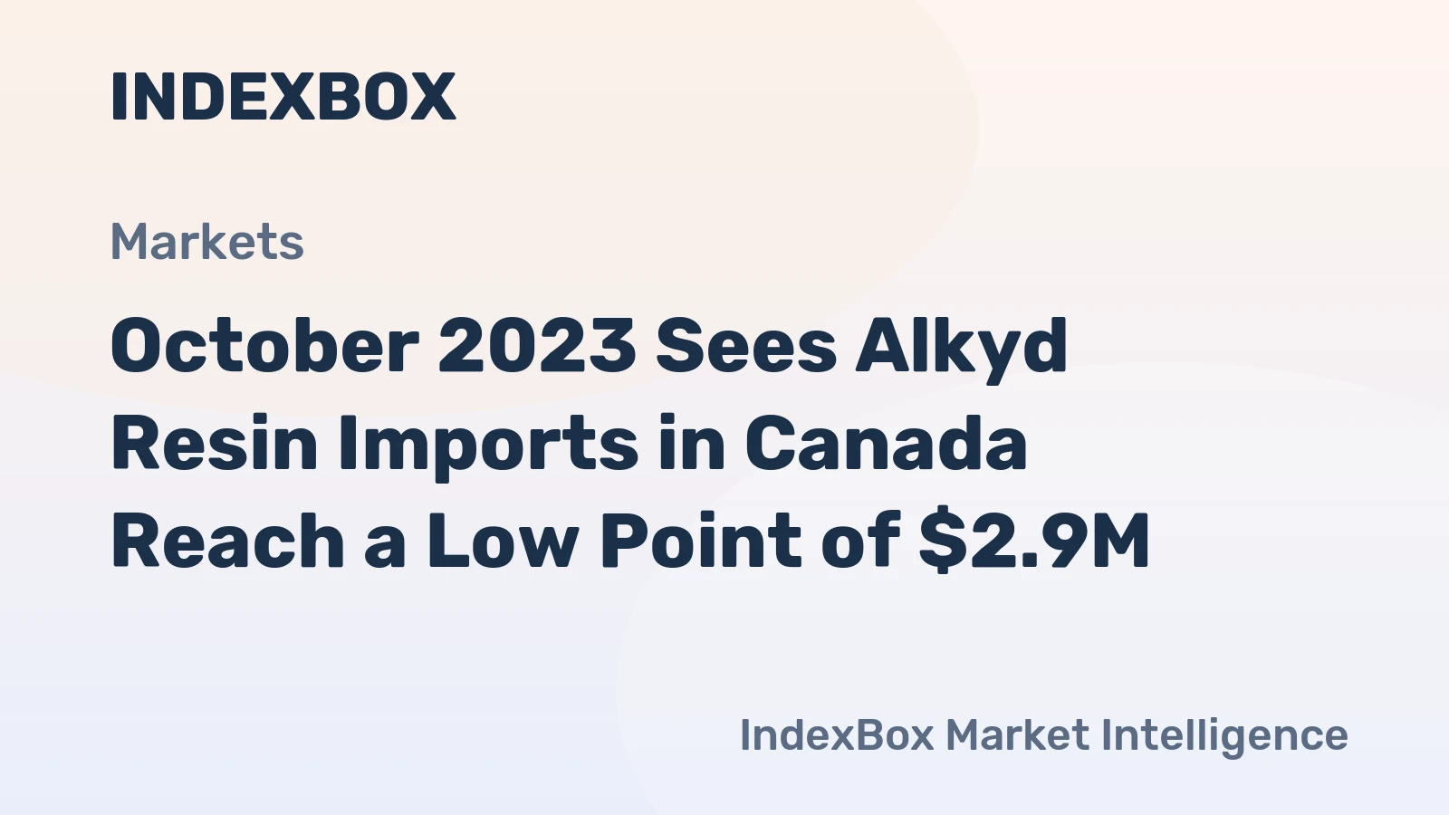 October 2023 Sees Alkyd Resin Imports in Canada Reach a Low Point of $2.9M.