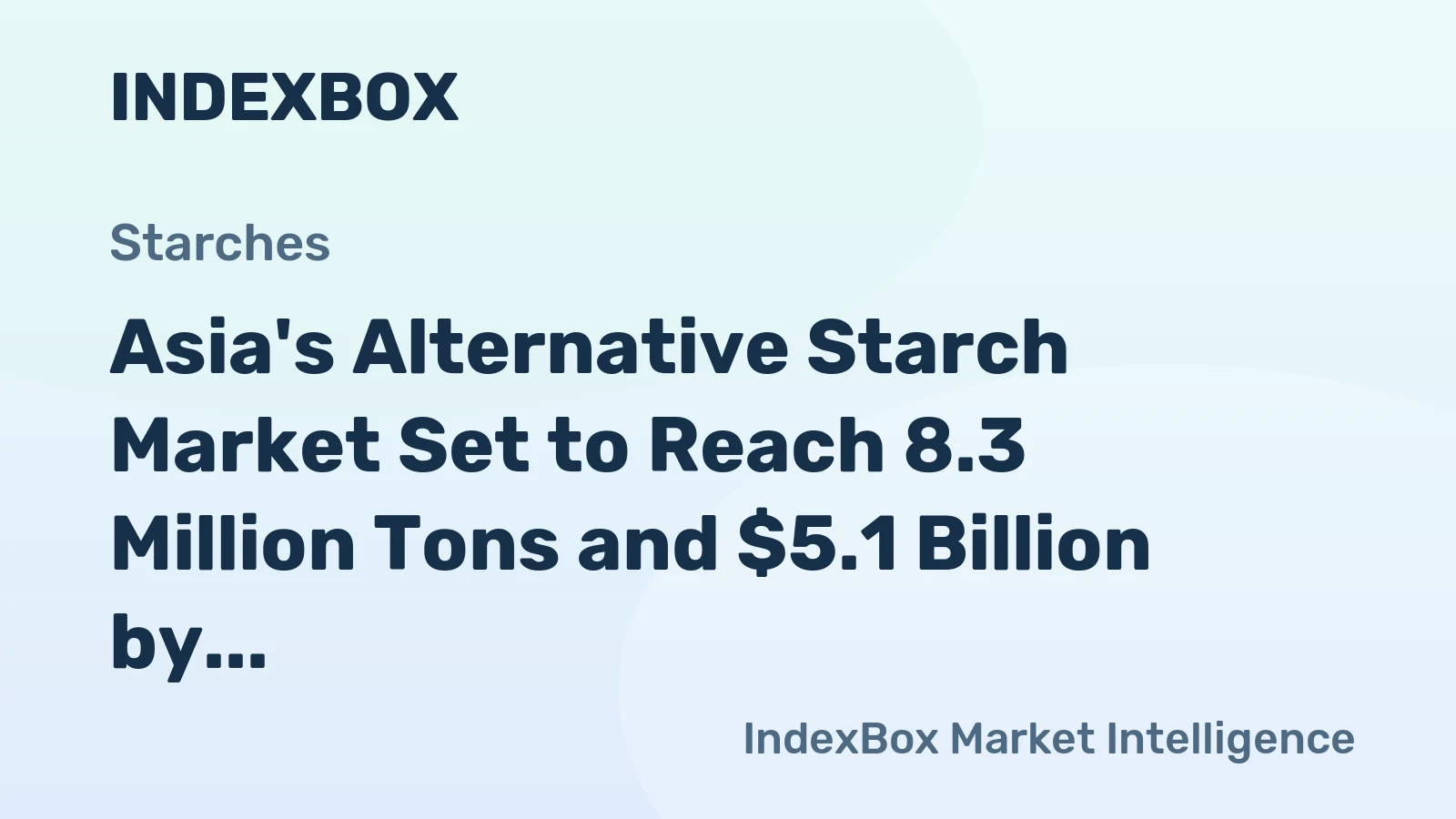 Asia's Alternative Starch Market Set to Reach 8.3 Million Tons and $5.1 Billion by 2035