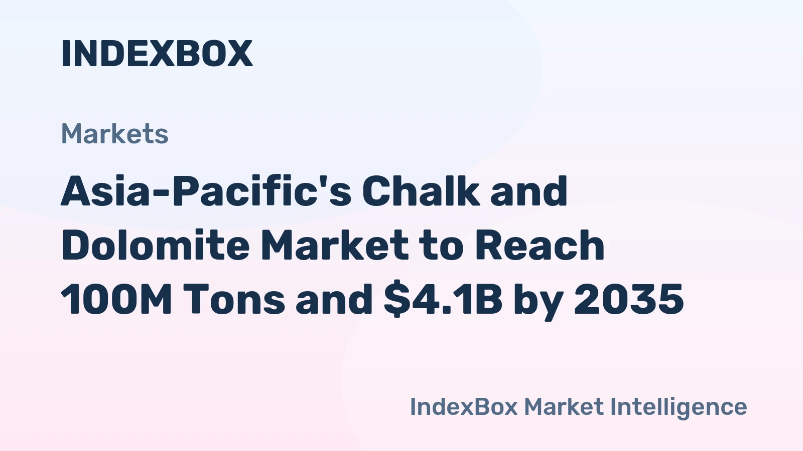 Asia-Pacific's Chalk and Dolomite Market to Reach 100M Tons and $4.1B by 2035