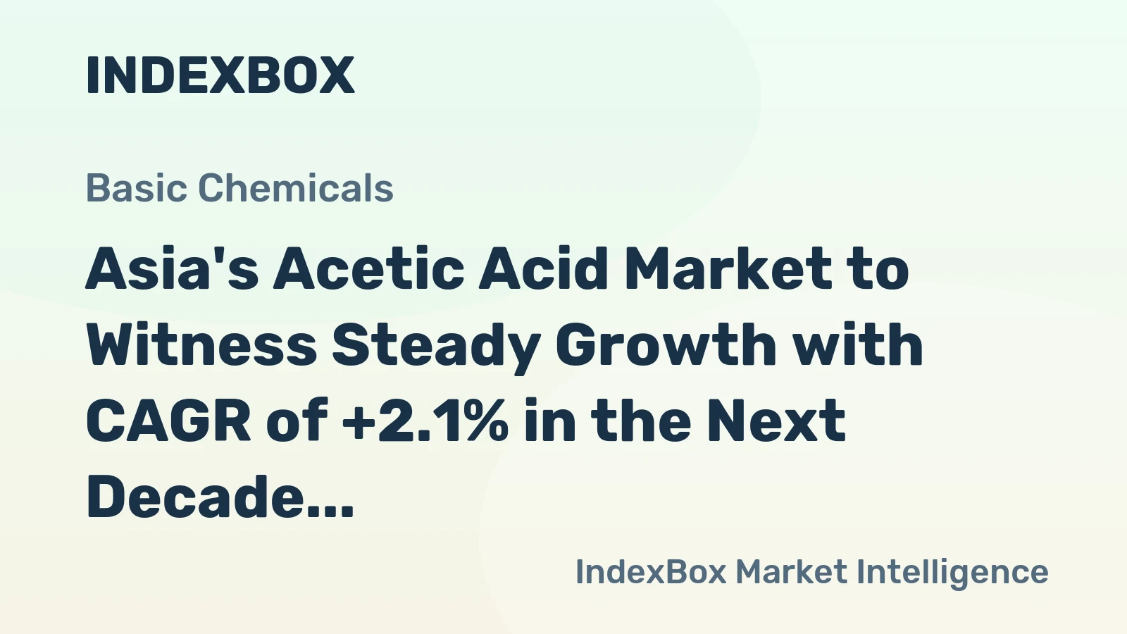 Asia's Acetic Acid Market to Witness Steady Growth with CAGR of +2.1% in the Next Decade