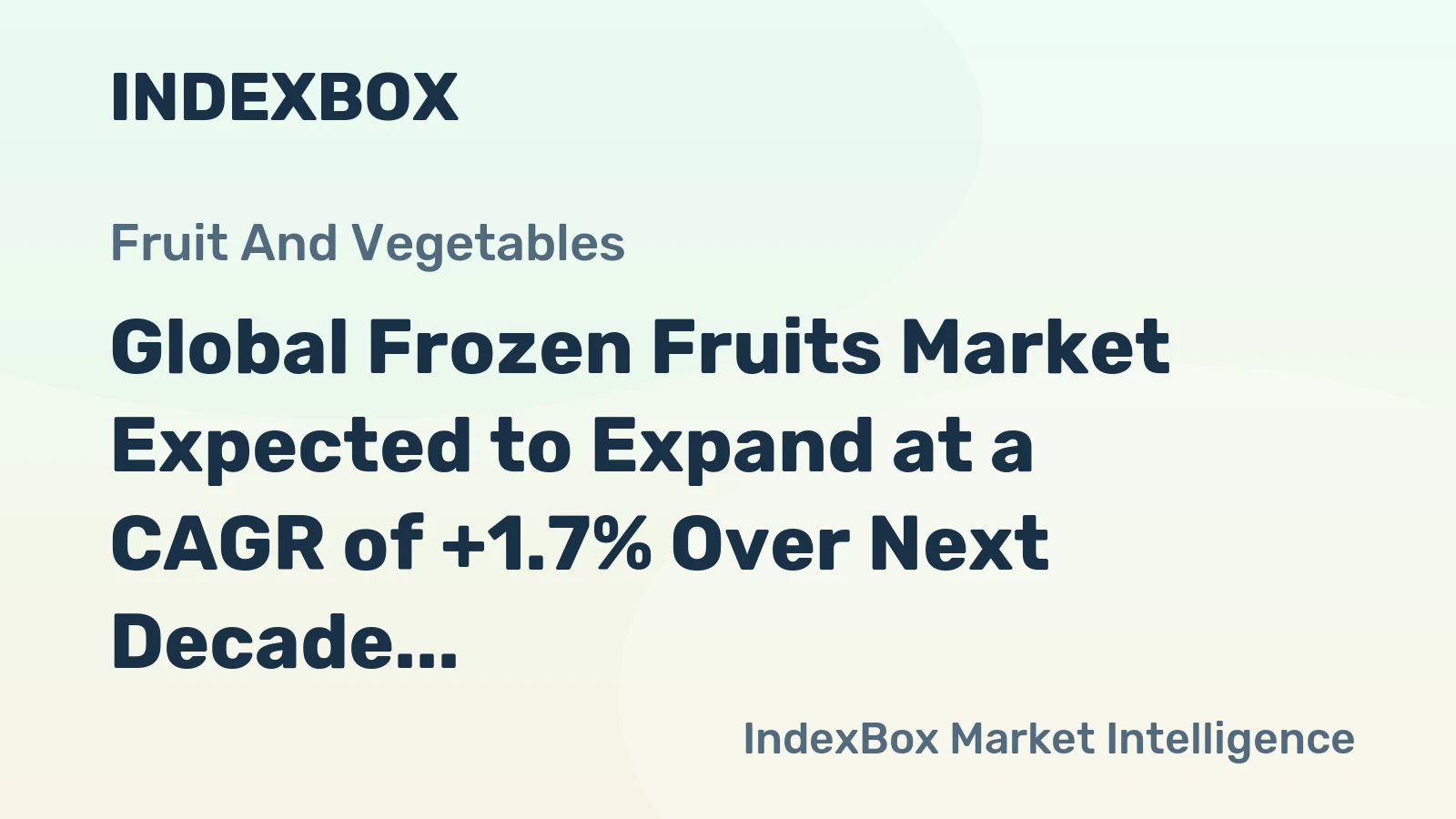 Global Frozen Fruits Market Expected to Expand at a CAGR of +1.7% Over Next Decade, Reaching $37.9B Value by 2035