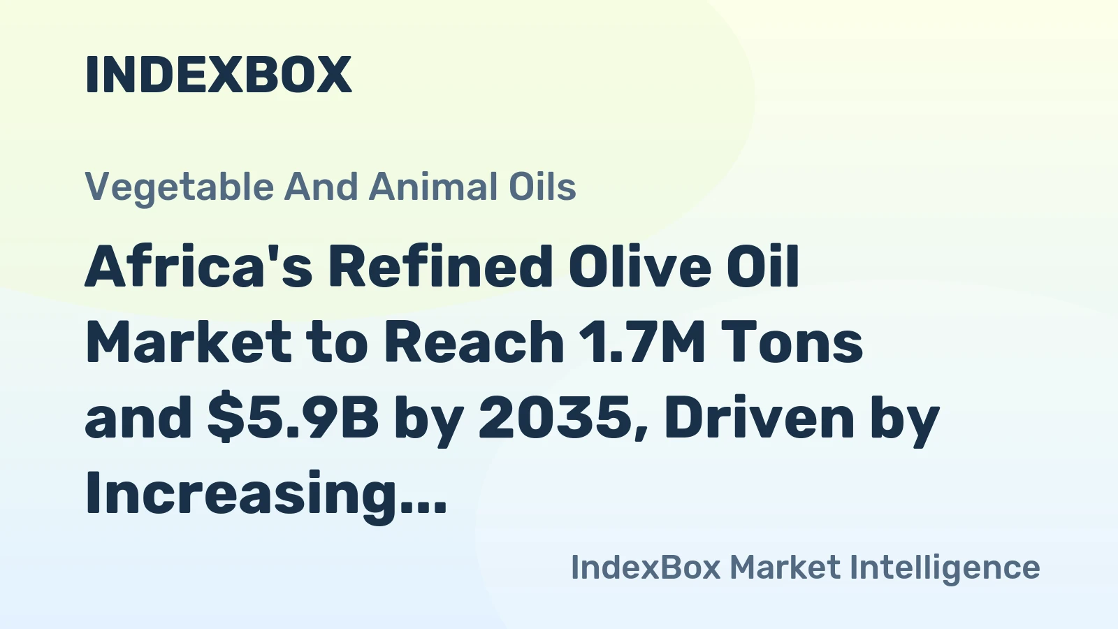 Africa's Refined Olive Oil Market to Reach 1.7M Tons and $5.9B by 2035, Driven by Increasing Demand