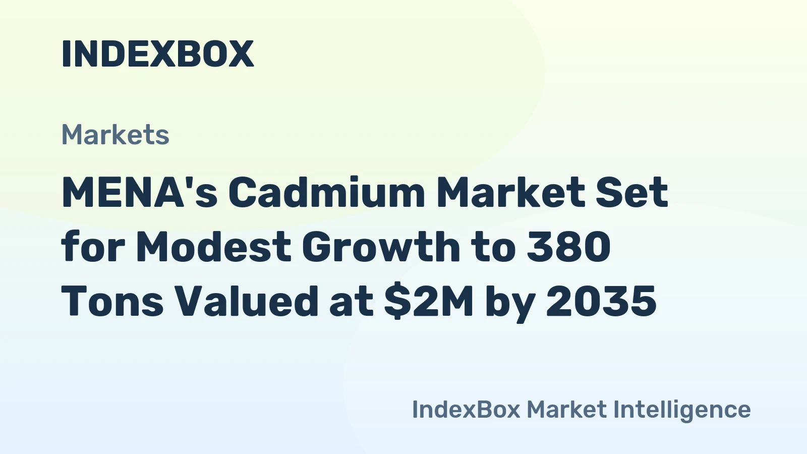 MENA's Cadmium Market Set for Modest Growth to 380 Tons Valued at $2M by 2035