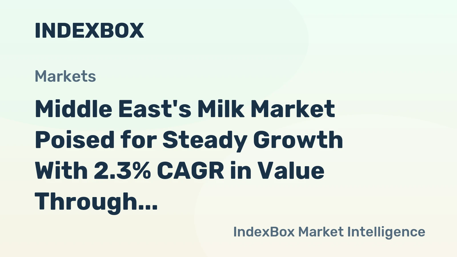 Middle East's Milk Market Poised for Steady Growth With 2.3% CAGR in Value Through 2035
