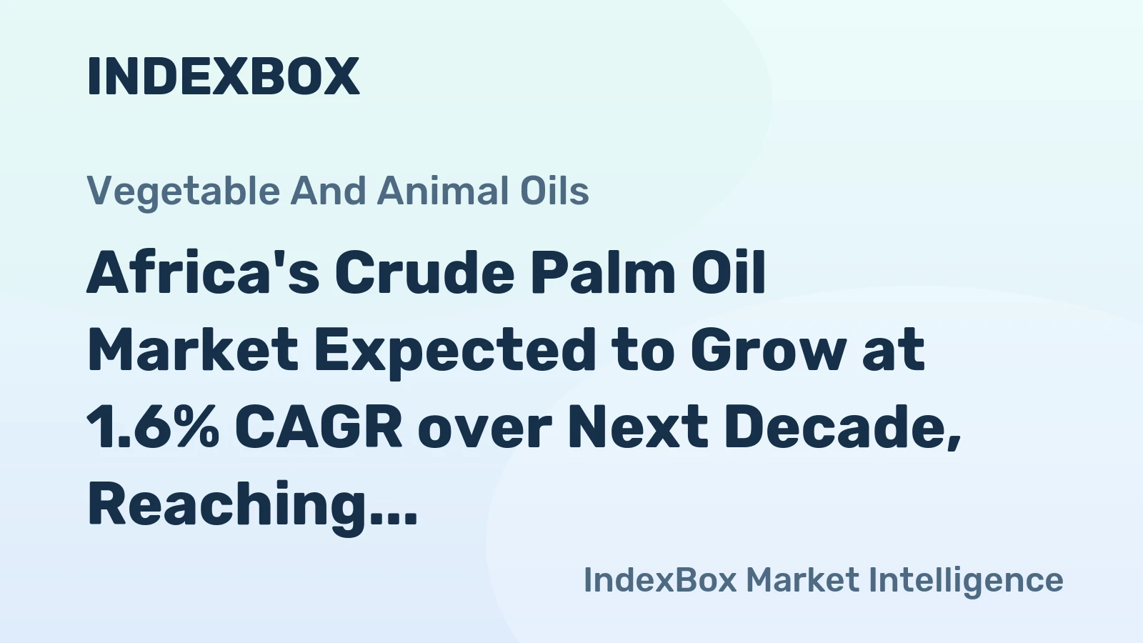 Africa's Crude Palm Oil Market Expected to Grow at 1.6% CAGR over Next Decade, Reaching $6.5B by 2035