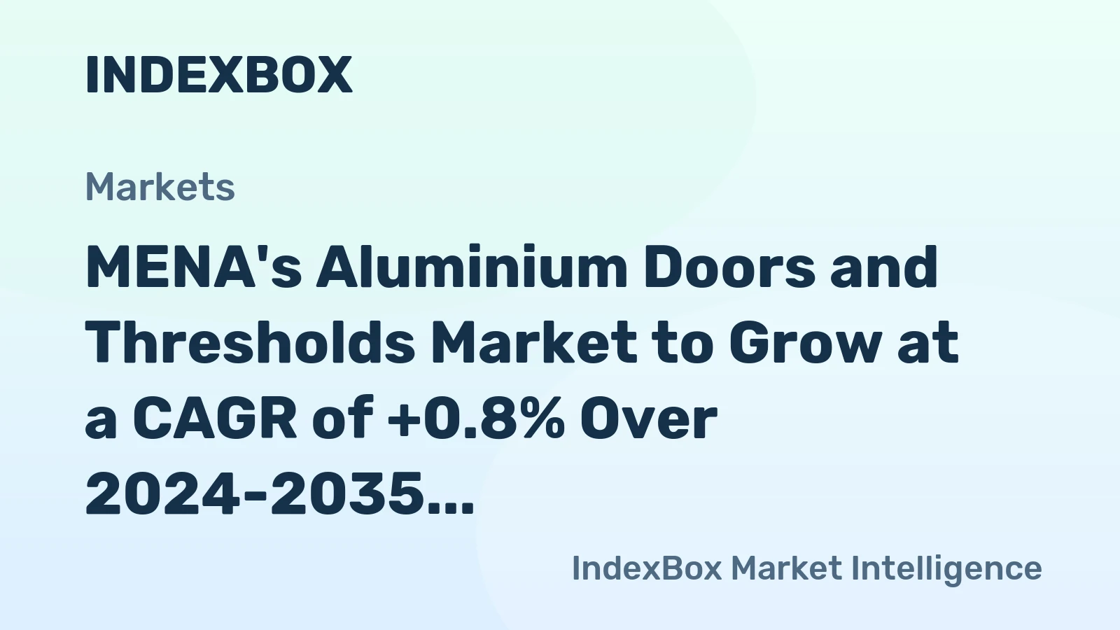 MENA's Aluminium Doors and Thresholds Market to Grow at a CAGR of +0.8% Over 2024-2035
