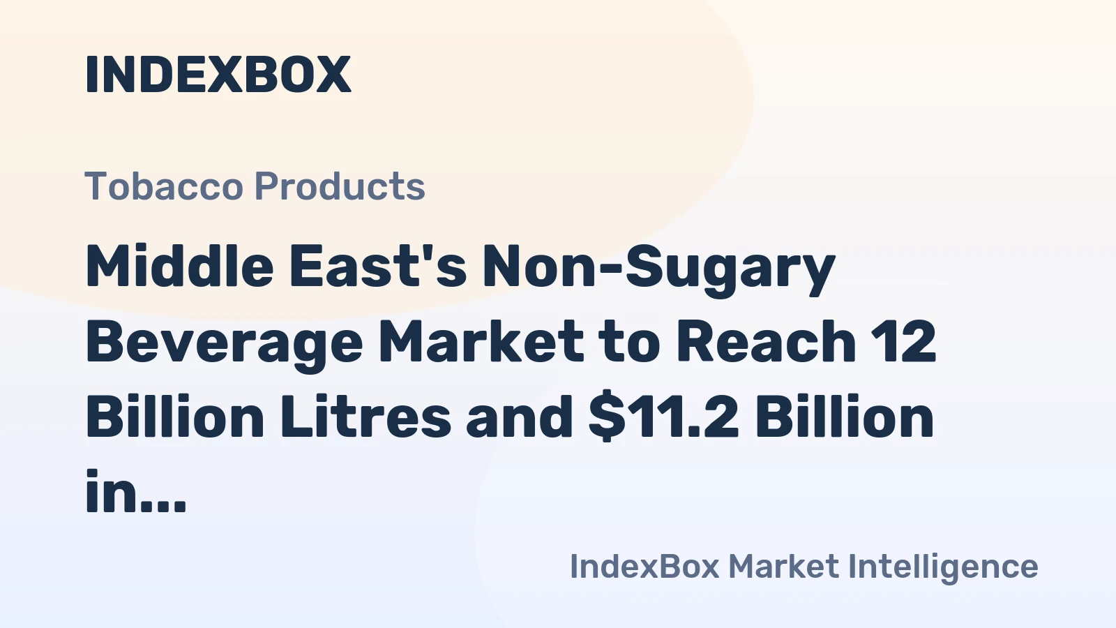 Middle East's Non-Sugary Beverage Market to Reach 12 Billion Litres and $11.2 Billion in Value