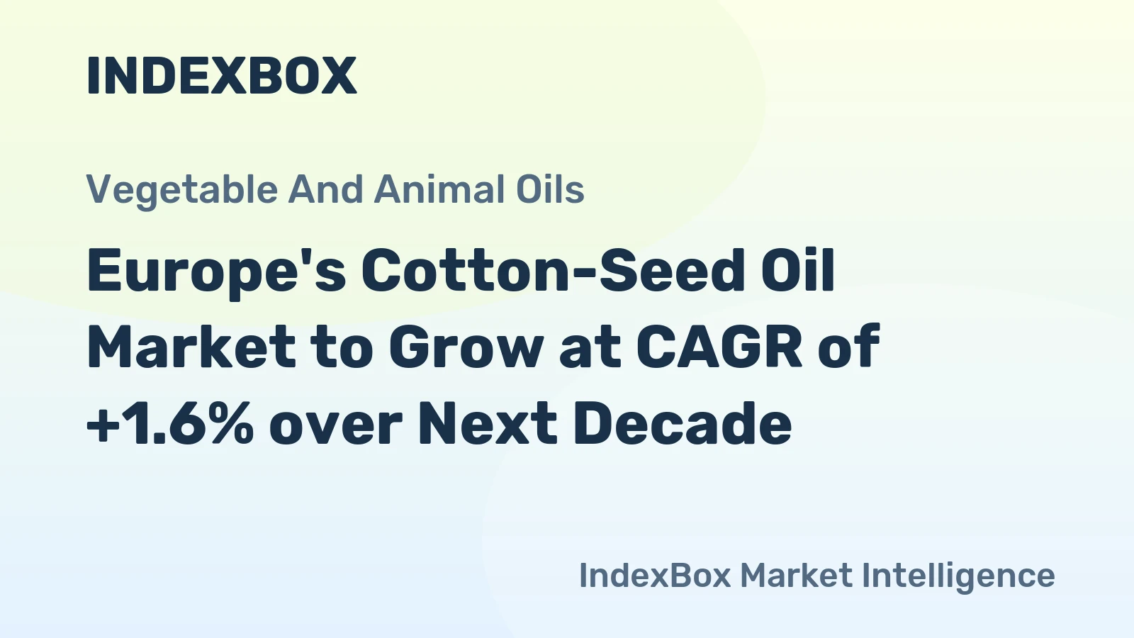 Europe's Cotton-Seed Oil Market to Grow at CAGR of +1.6% over Next Decade