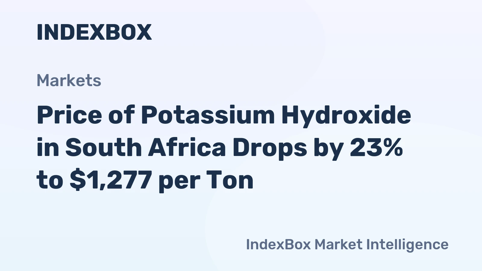 Price of Potassium Hydroxide in South Africa Drops by 23% to $1,277 per Ton