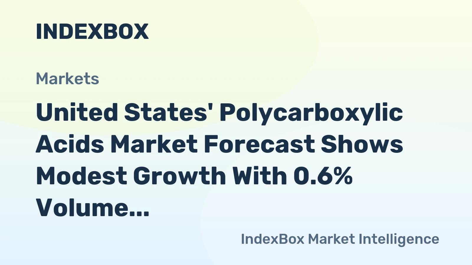 United States' Polycarboxylic Acids Market Forecast Shows Modest Growth With 0.6% Volume CAGR Through 2035