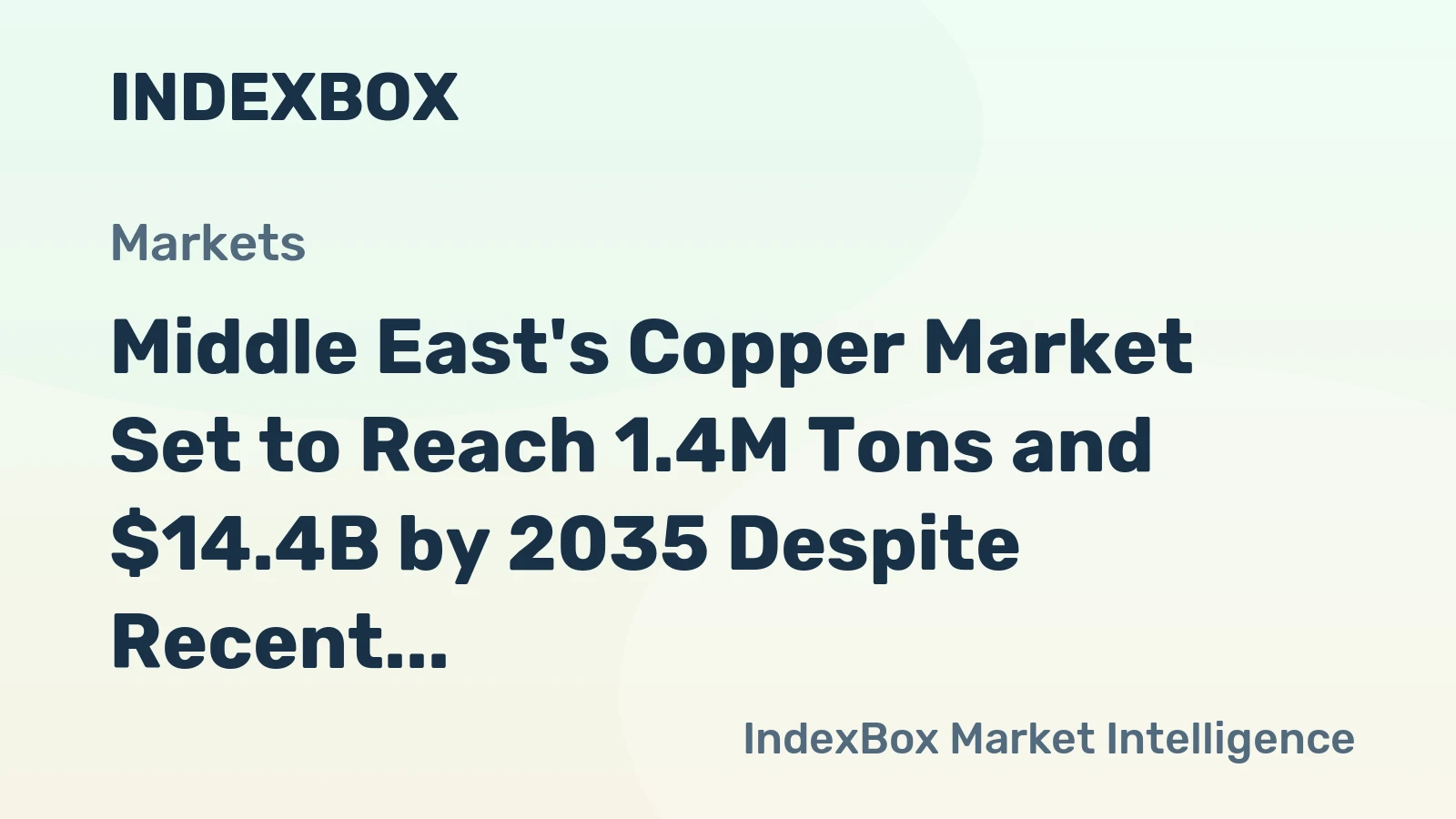 Middle East's Copper Market Set to Reach 1.4M Tons and $14.4B by 2035 Despite Recent Contraction
