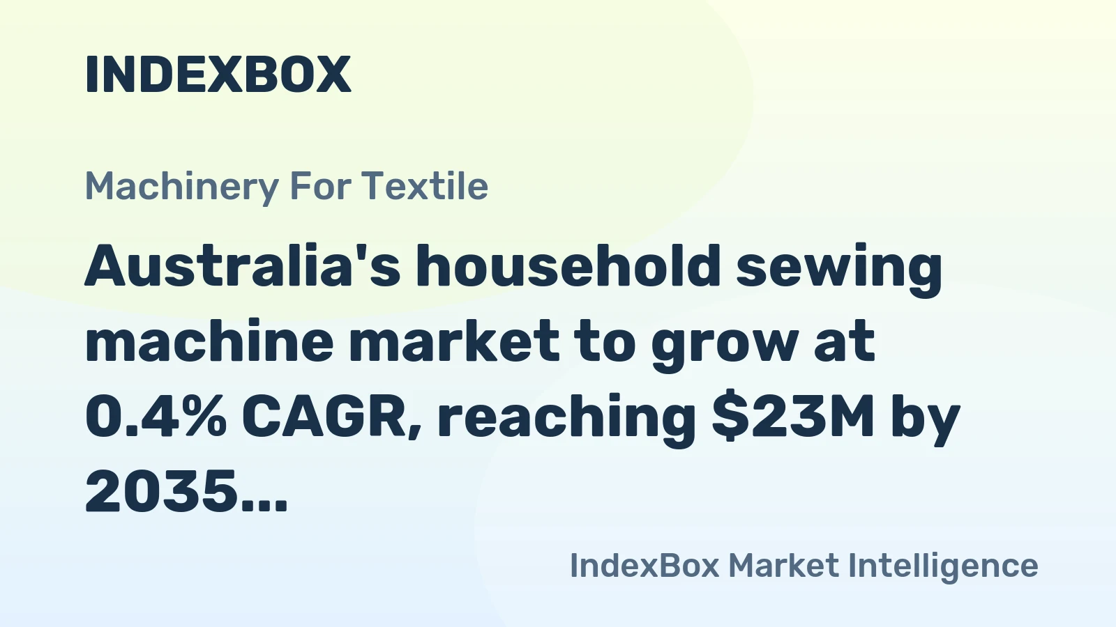 Australia's household sewing machine market to grow at 0.4% CAGR, reaching $23M by 2035 on steady demand.