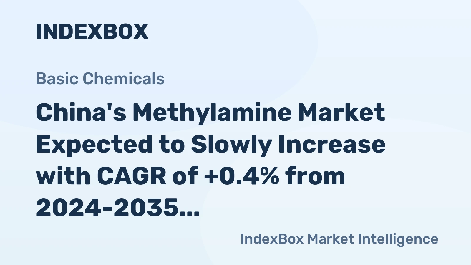 China's Methylamine Market Expected to Slowly Increase with CAGR of +0.4% from 2024-2035, Reaching $1.1B by 2035