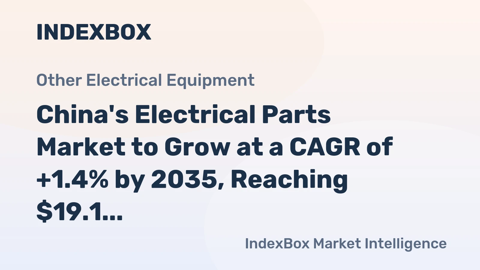 China's Electrical Parts Market to Grow at a CAGR of +1.4% by 2035, Reaching $19.1 Billion
