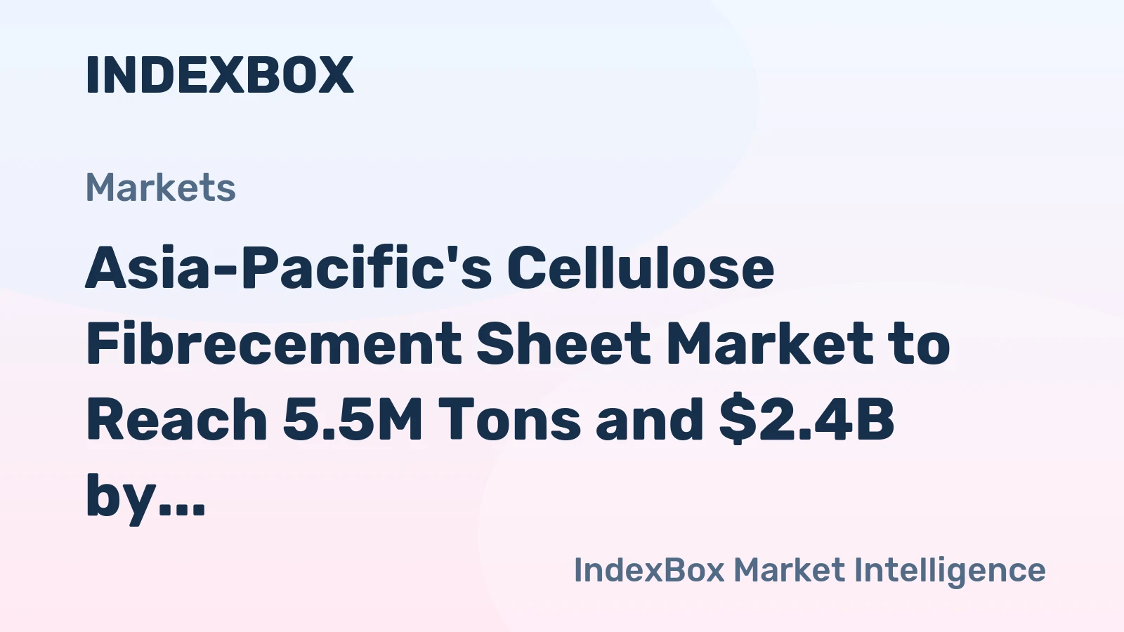 Asia-Pacific's Cellulose Fibrecement Sheet Market to Reach 5.5M Tons and $2.4B by 2035, Driven by Rising Demand
