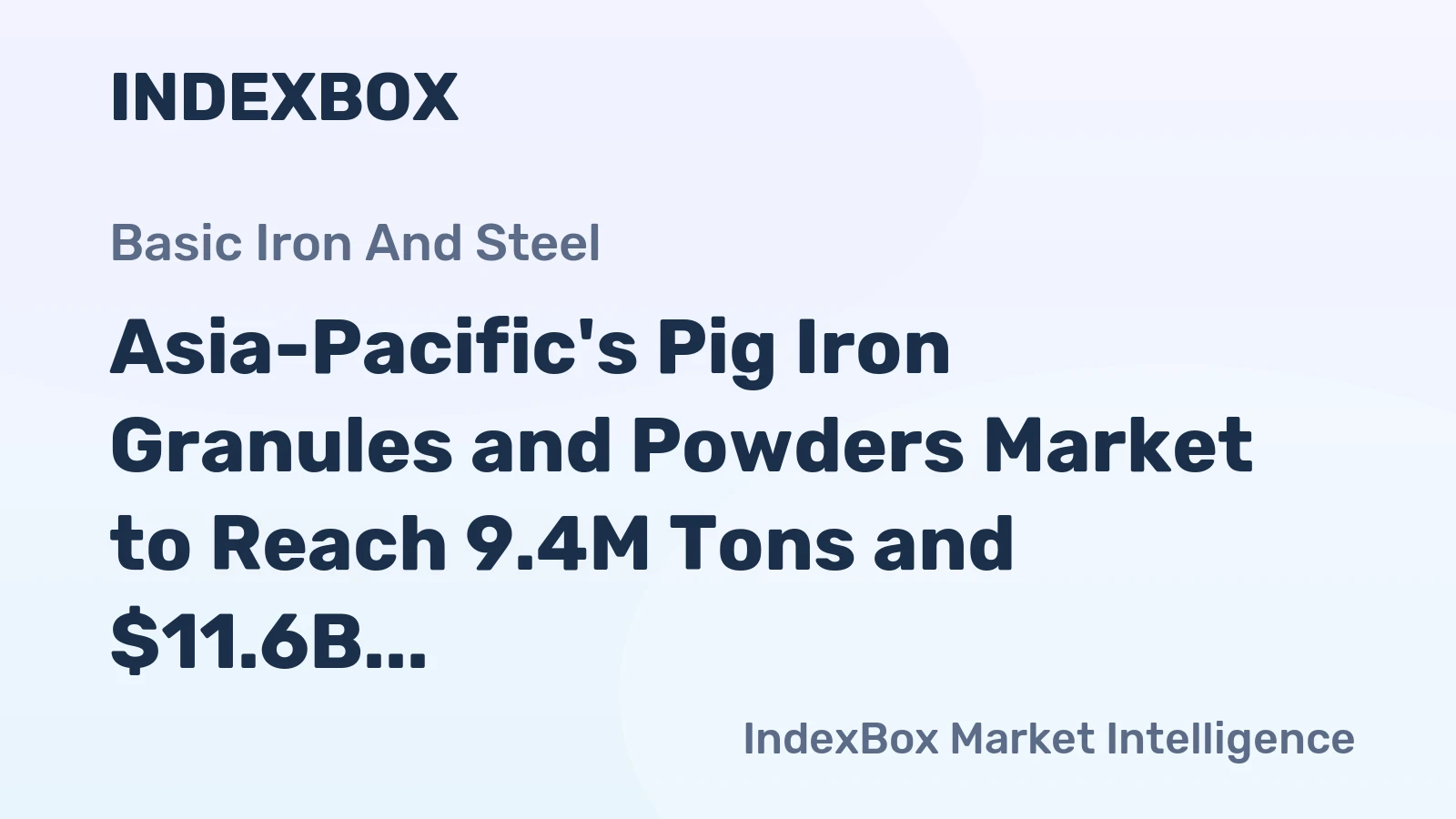 Asia-Pacific's Pig Iron Granules and Powders Market to Reach 9.4M Tons and $11.6B by 2035