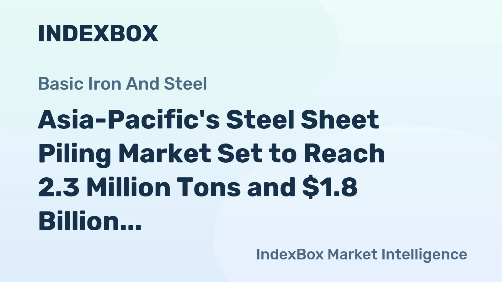 Asia-Pacific's Steel Sheet Piling Market Set to Reach 2.3 Million Tons and $1.8 Billion