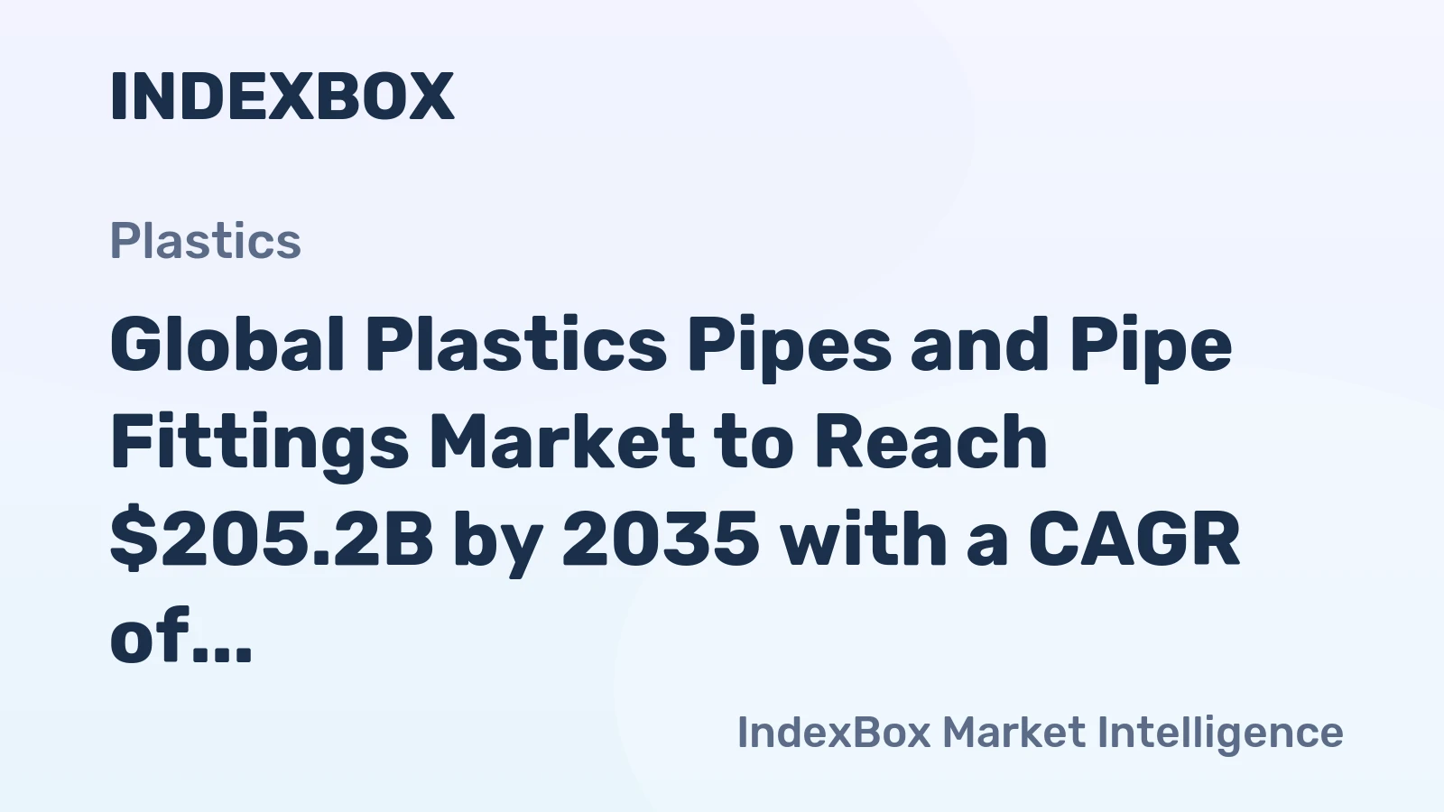 Global Plastics Pipes and Pipe Fittings Market to Reach $205.2B by 2035 with a CAGR of +1.8%