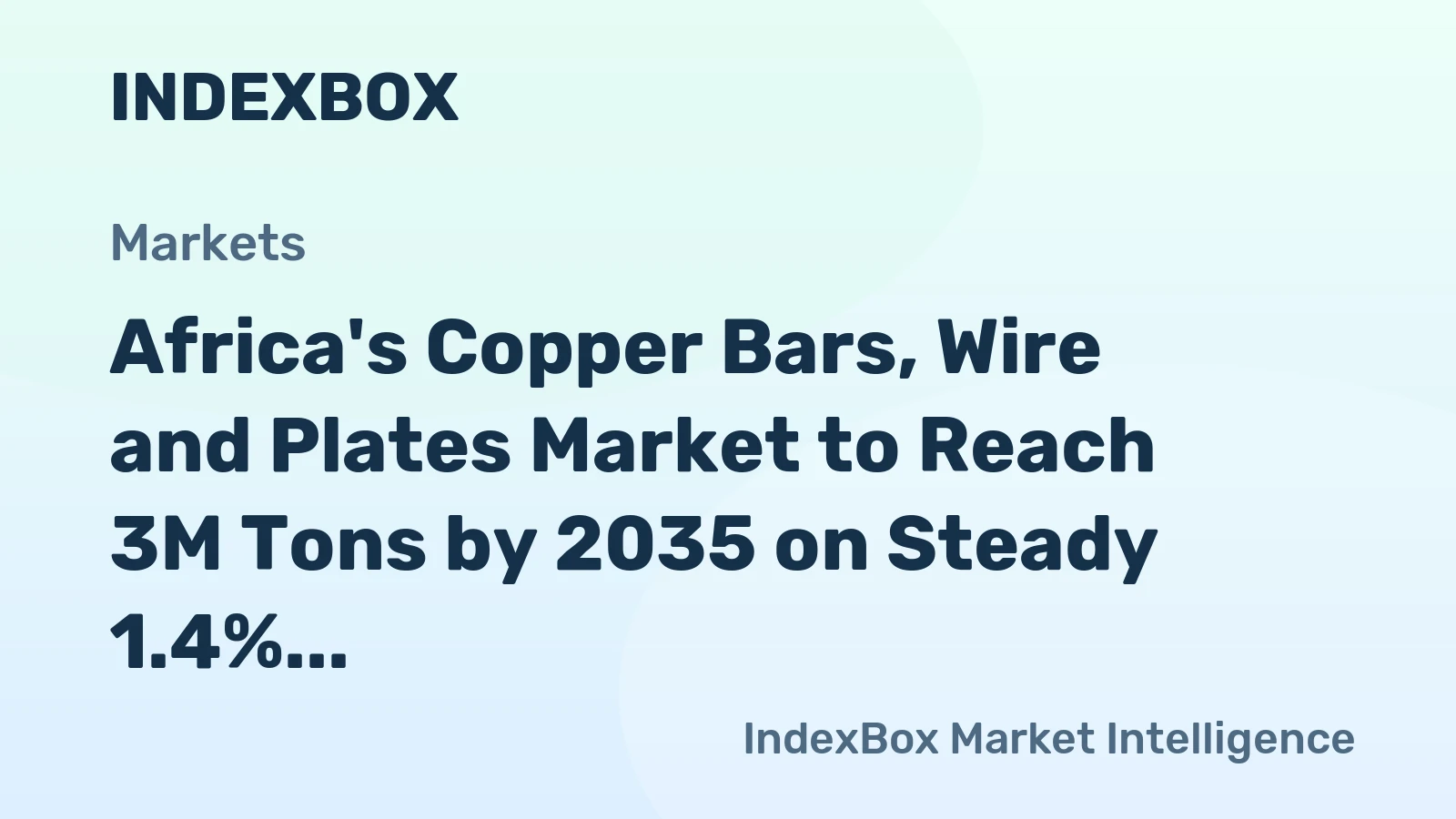 Africa's Copper Bars, Wire and Plates Market to Reach 3M Tons by 2035 on Steady 1.4% CAGR Growth