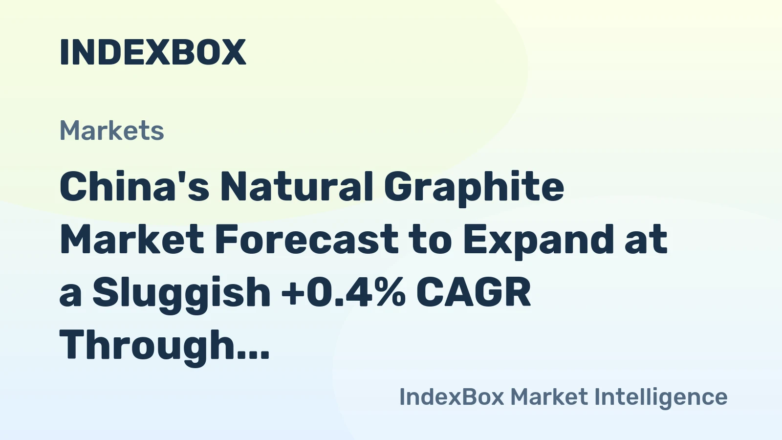 China's Natural Graphite Market Forecast to Expand at a Sluggish +0.4% CAGR Through 2035