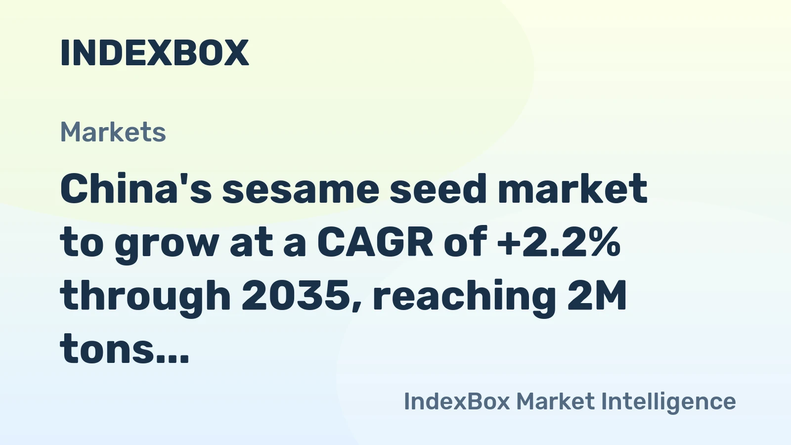 China's sesame seed market to grow at a CAGR of +2.2% through 2035, reaching 2M tons