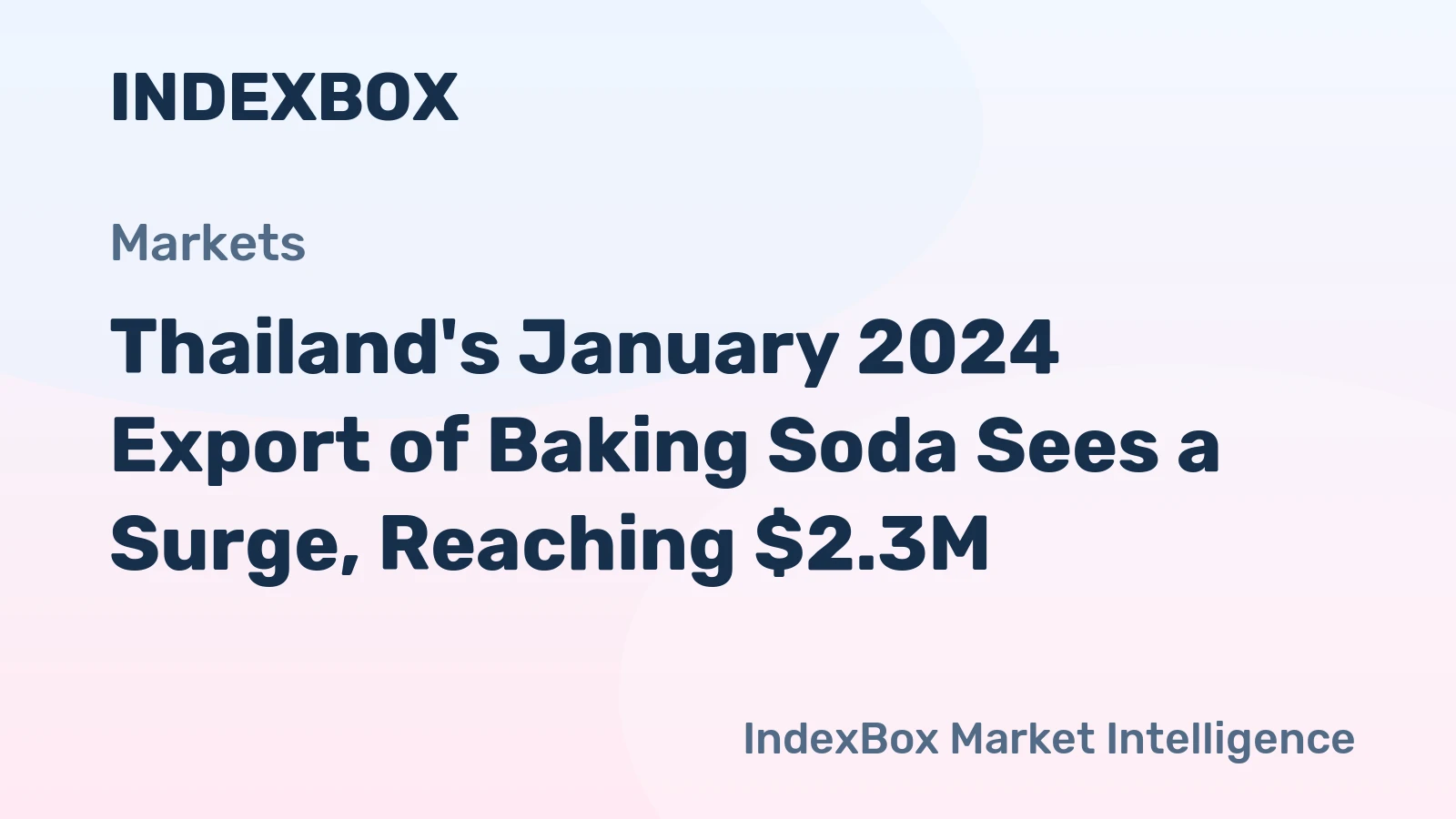 Thailand's January 2024 Export of Baking Soda Sees a Surge, Reaching $2.3M