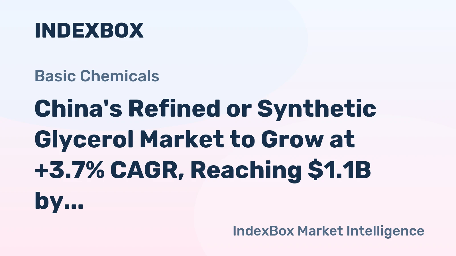 China's Refined or Synthetic Glycerol Market to Grow at +3.7% CAGR, Reaching $1.1B by 2035