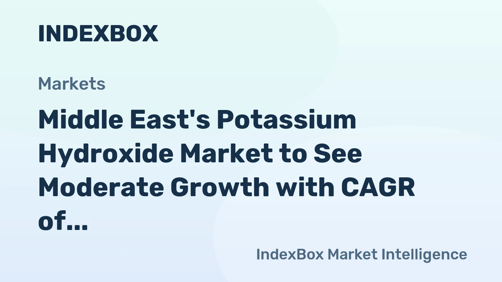 Middle East's Potassium Hydroxide Market to See Moderate Growth with CAGR of +0.9% from 2024 to 2035